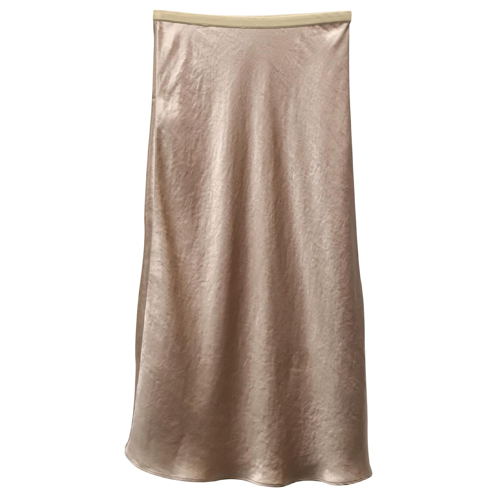 Max Mara Lustrous Midi Skirt in Champagne Acetate Golden Cellulose ...