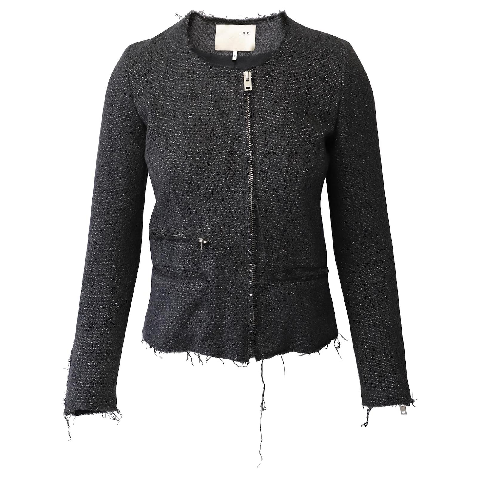 Iro Assela Raw Edge Jacket in Metallic Black Wool Blend ref.871252 ...