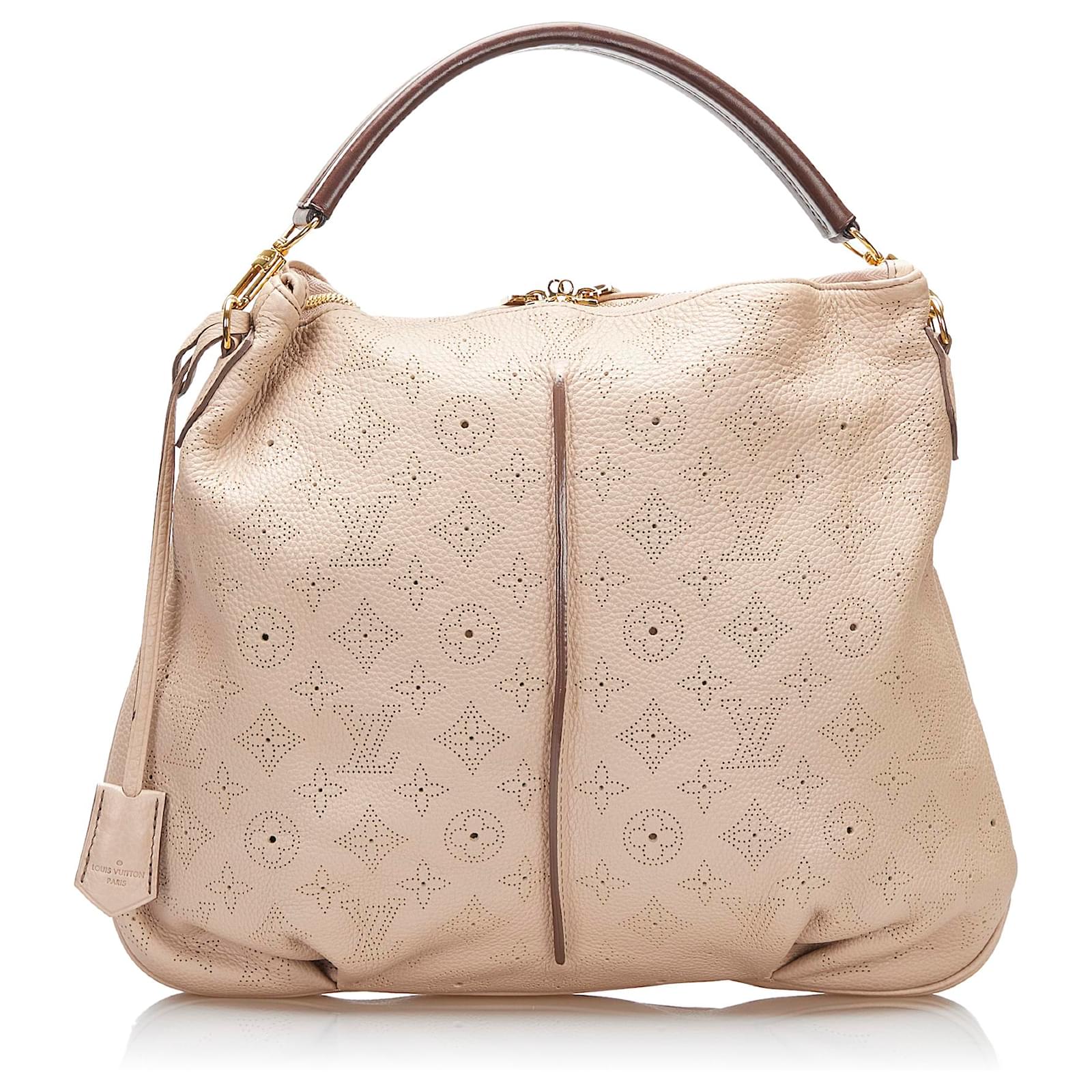 Louis Vuitton Brown Mahina Selene PM Beige Leather Pony-style calfskin ...