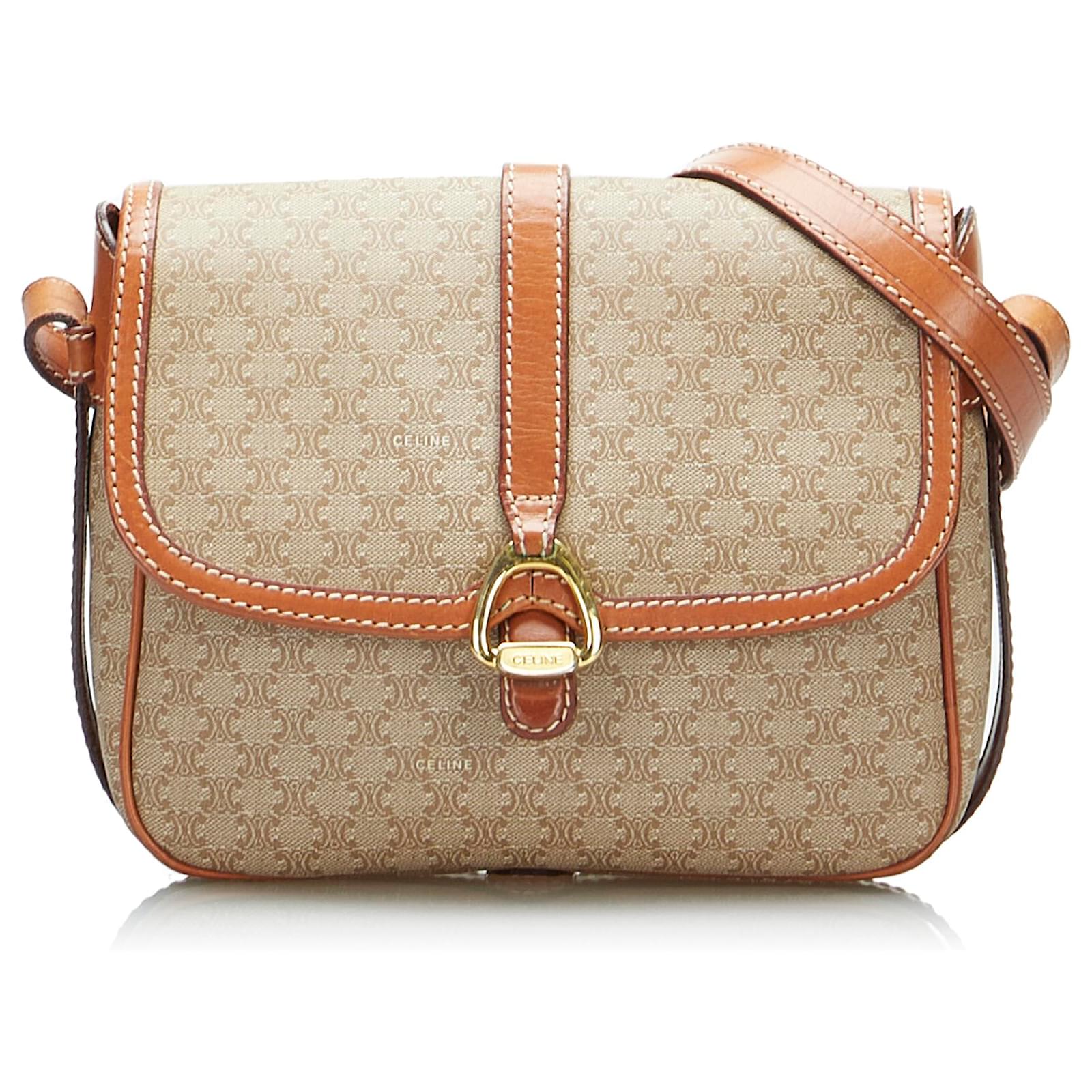 Céline Celine Brown Macadam Crossbody Bag Beige Cloth Cloth ref.875837 ...