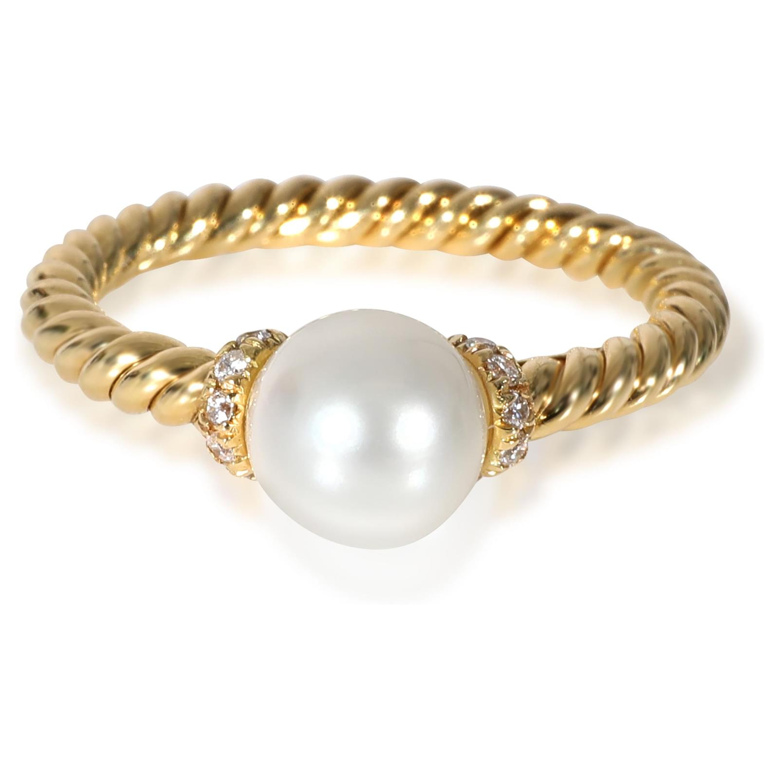 Anello David Yurman Petite Solari con perla e diamanti 18K oro giallo 0.08 ctw Argento Metallico Metallo ref.875849 Joli Closet