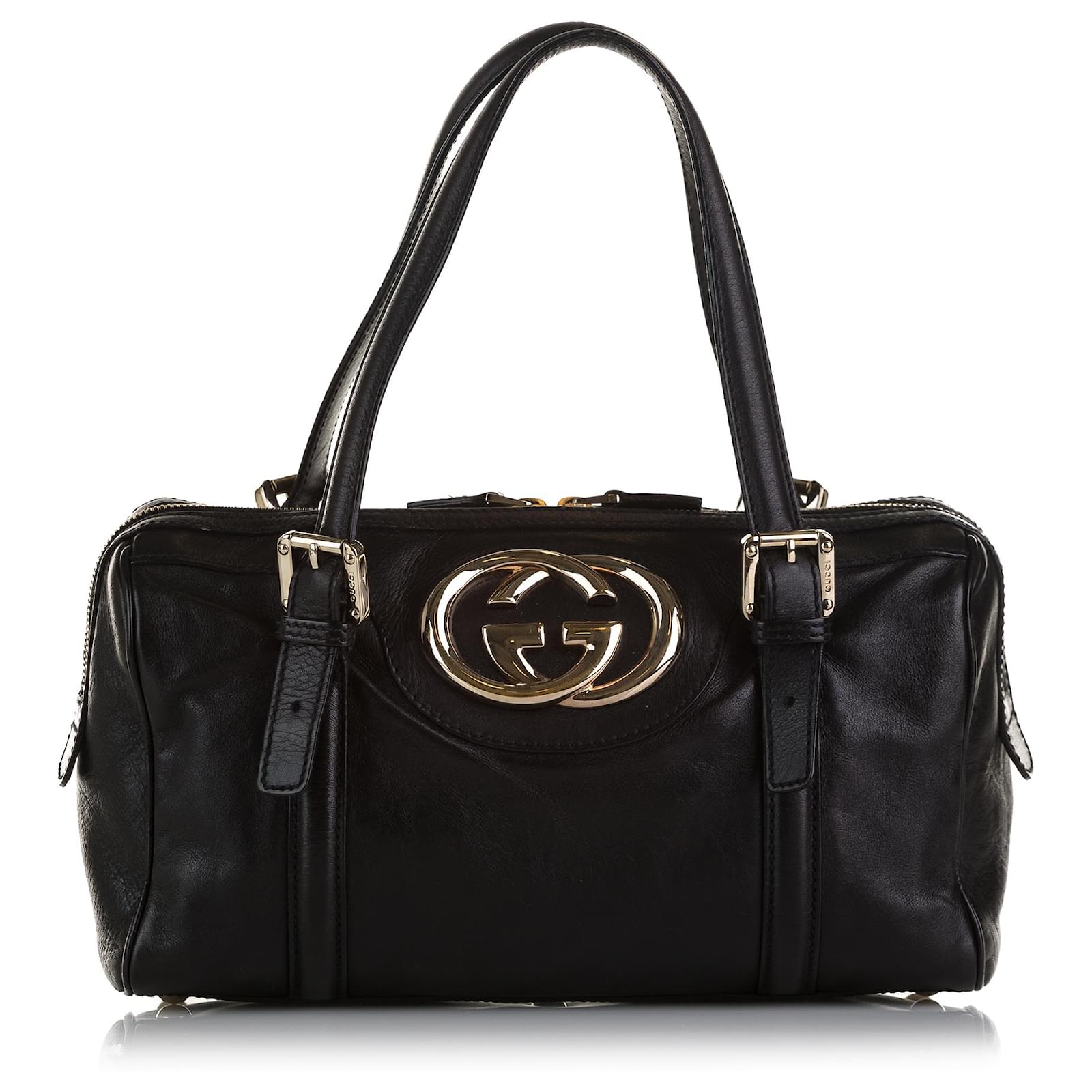 Gucci Black Britt Handbag Leather Pony-style calfskin ref.876983 - Joli ...