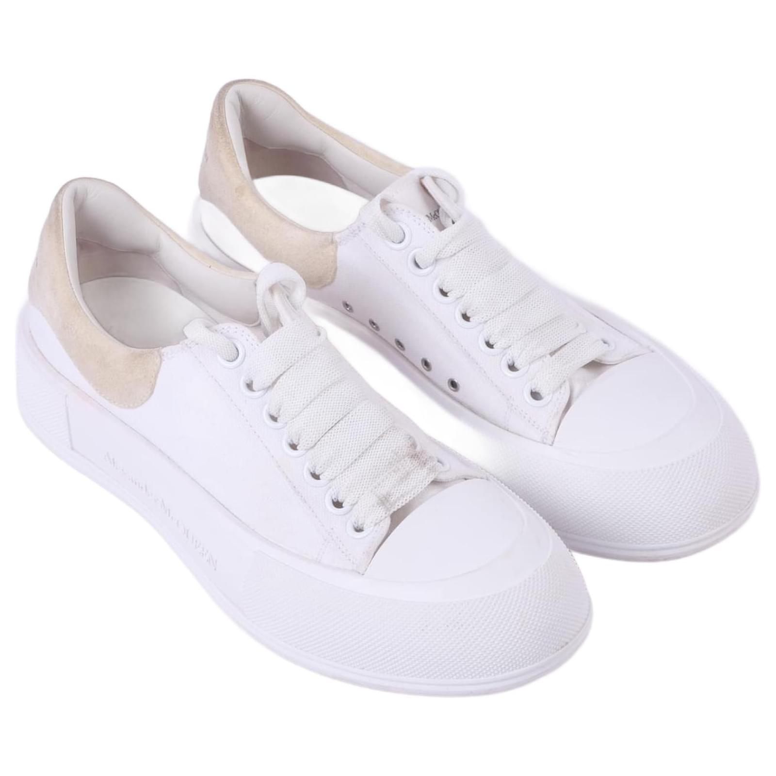 ALEXANDER MCQUEEN Baskets EU 40 chiffon Toile Blanc ref.877426 - Joli ...