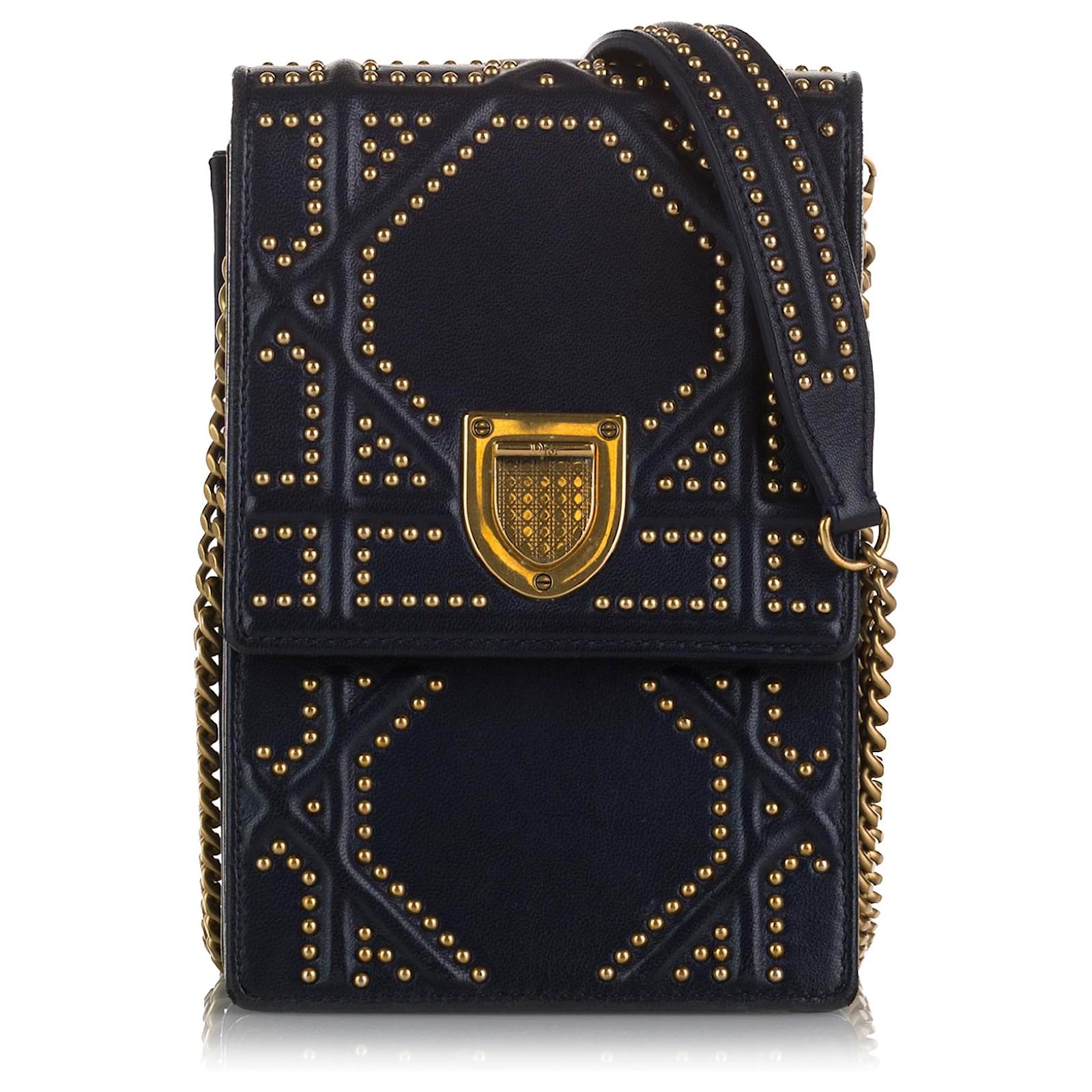 Bolso de mano vertical Dior Blue Diorama Azul Azul marino Cuero Becerro ...