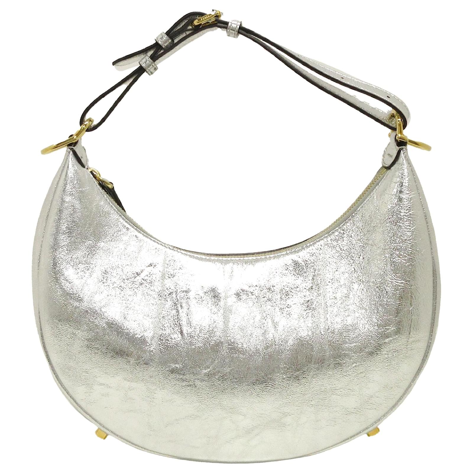 Fendi Silver Small Fendigraphy Hobo Silvery Leather Pony-style calfskin ...