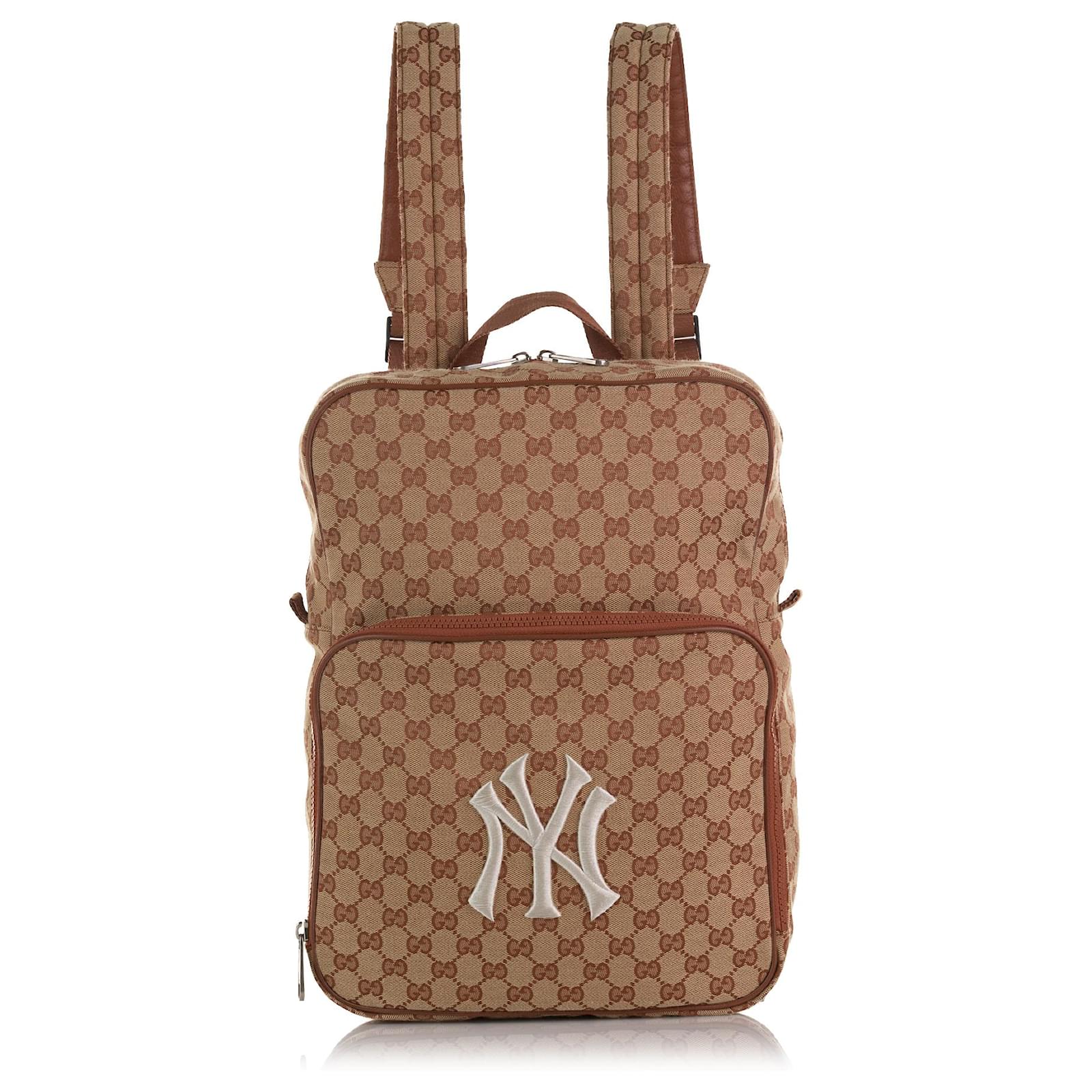 Gucci Brown GG Canvas NY Yankees Backpack Pony-style calfskin Cloth ref ...