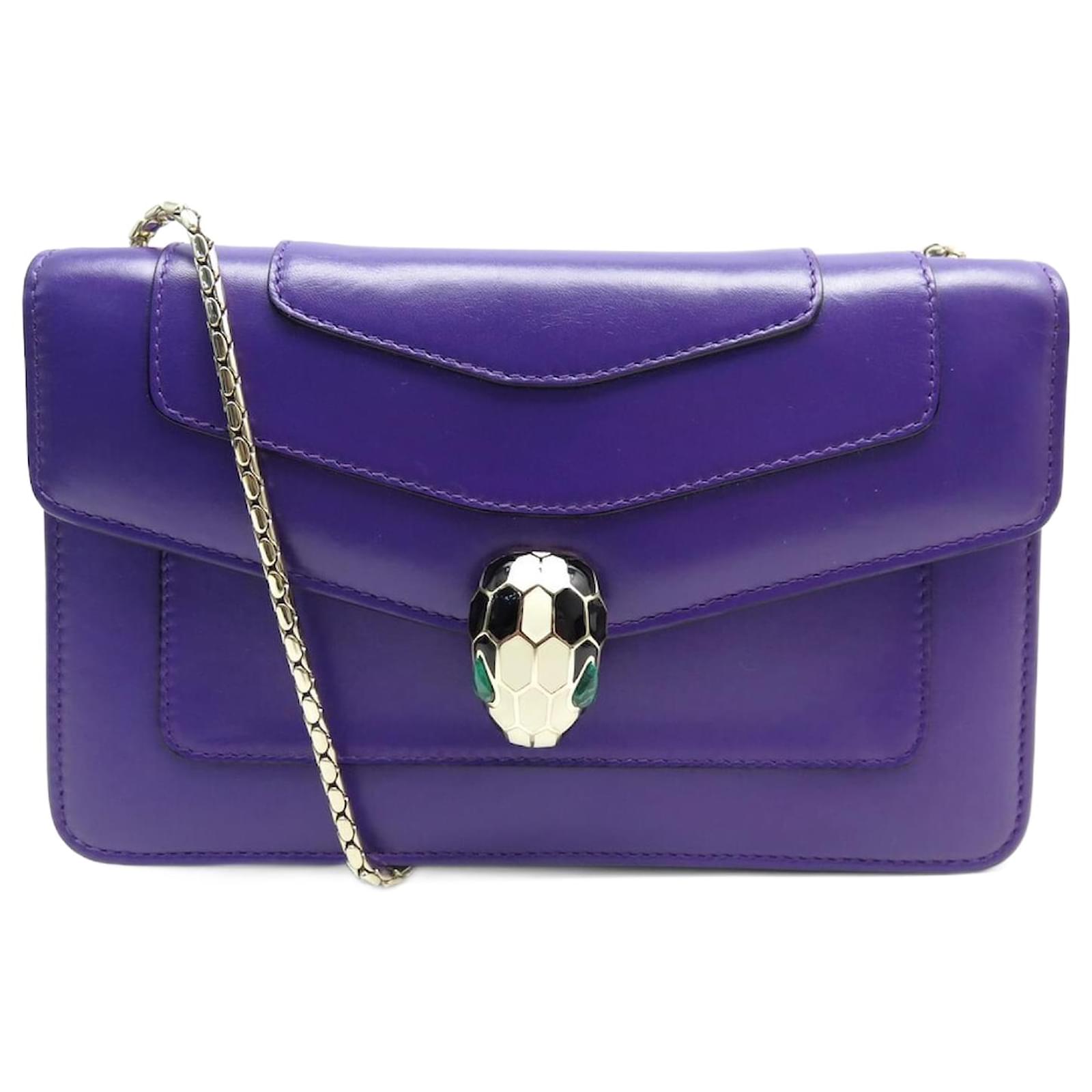 BULGARI SERPENTI FOREVER EAST WEST HANDTASCHE 292105 Lila Ledertasche ...