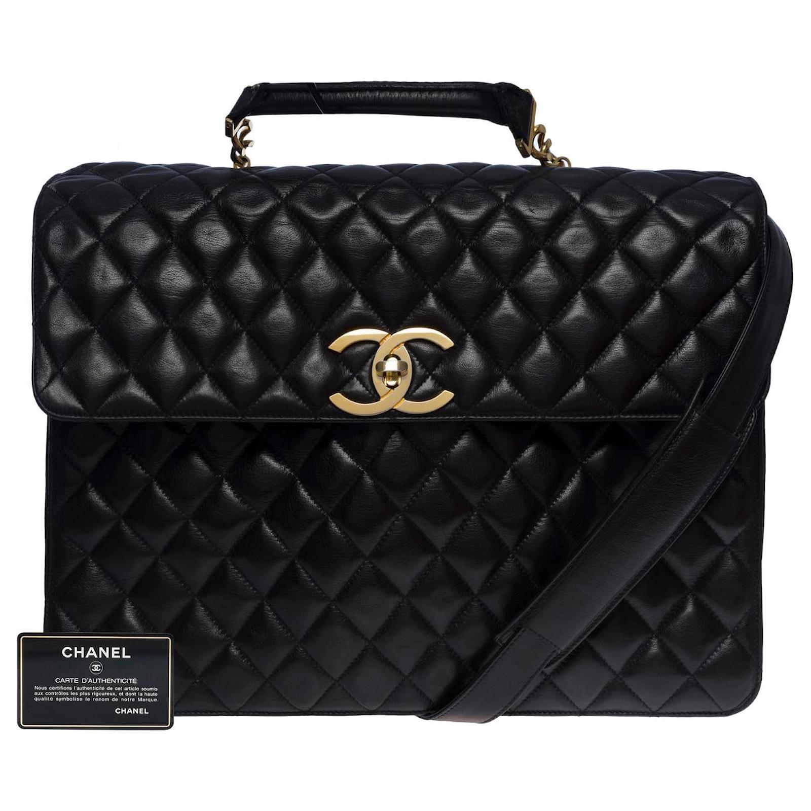 Chanel black leather crossbody briefcase-101091 Lambskin ref.882972 ...