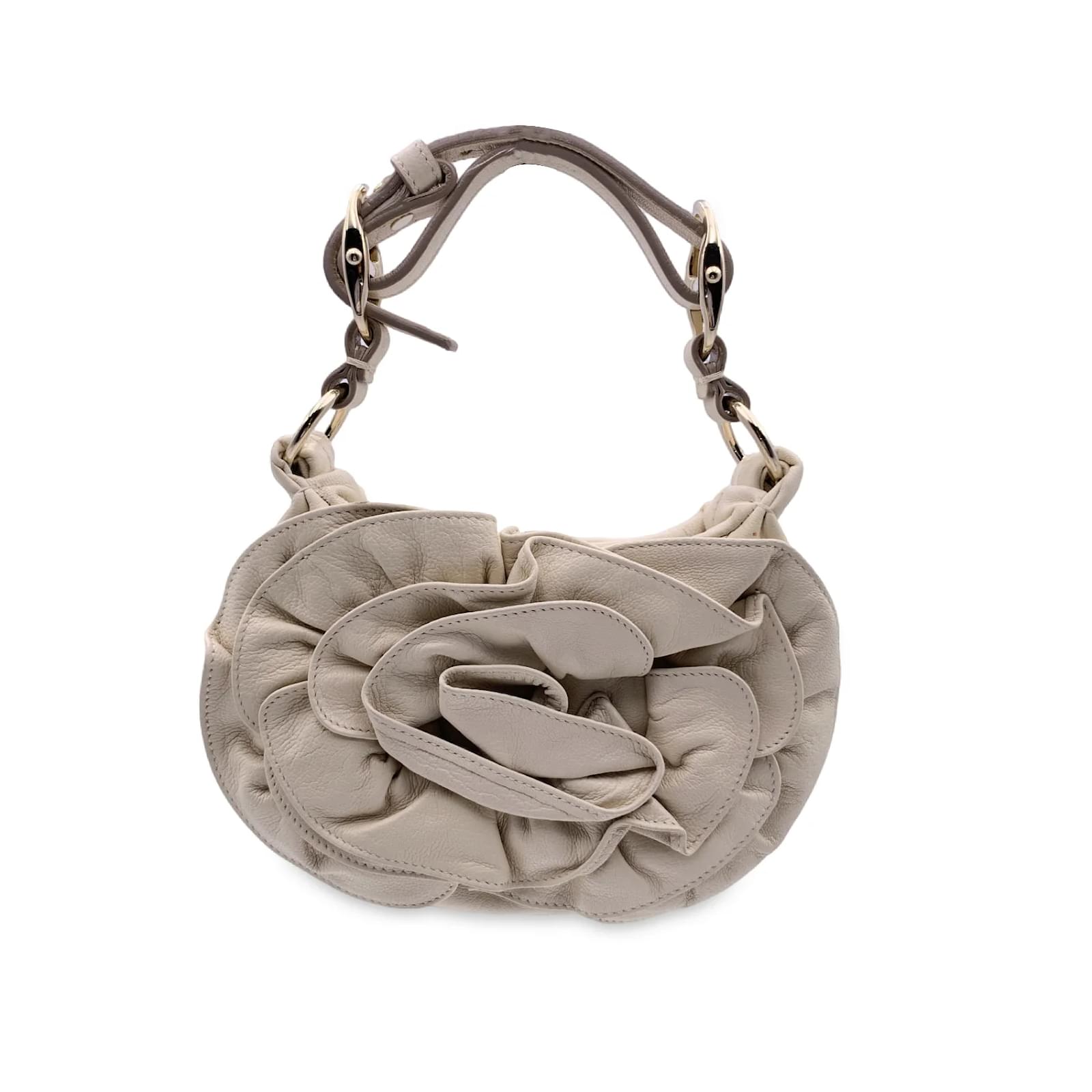 Yves Saint Laurent White Leather Mini Nadja Rose Bag Handbag ref.886808 ...