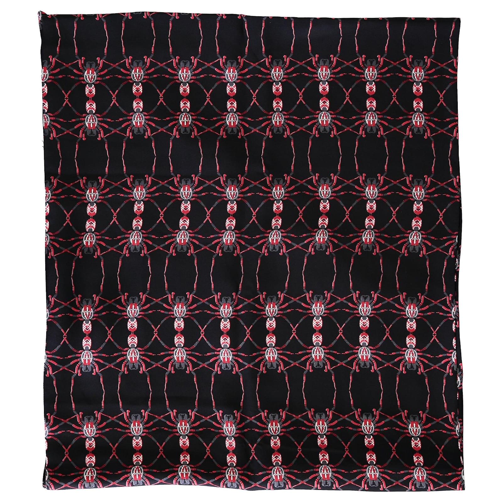 Alexander McQueen Black Red Spider Print Silk Scarf Multiple colors ref ...