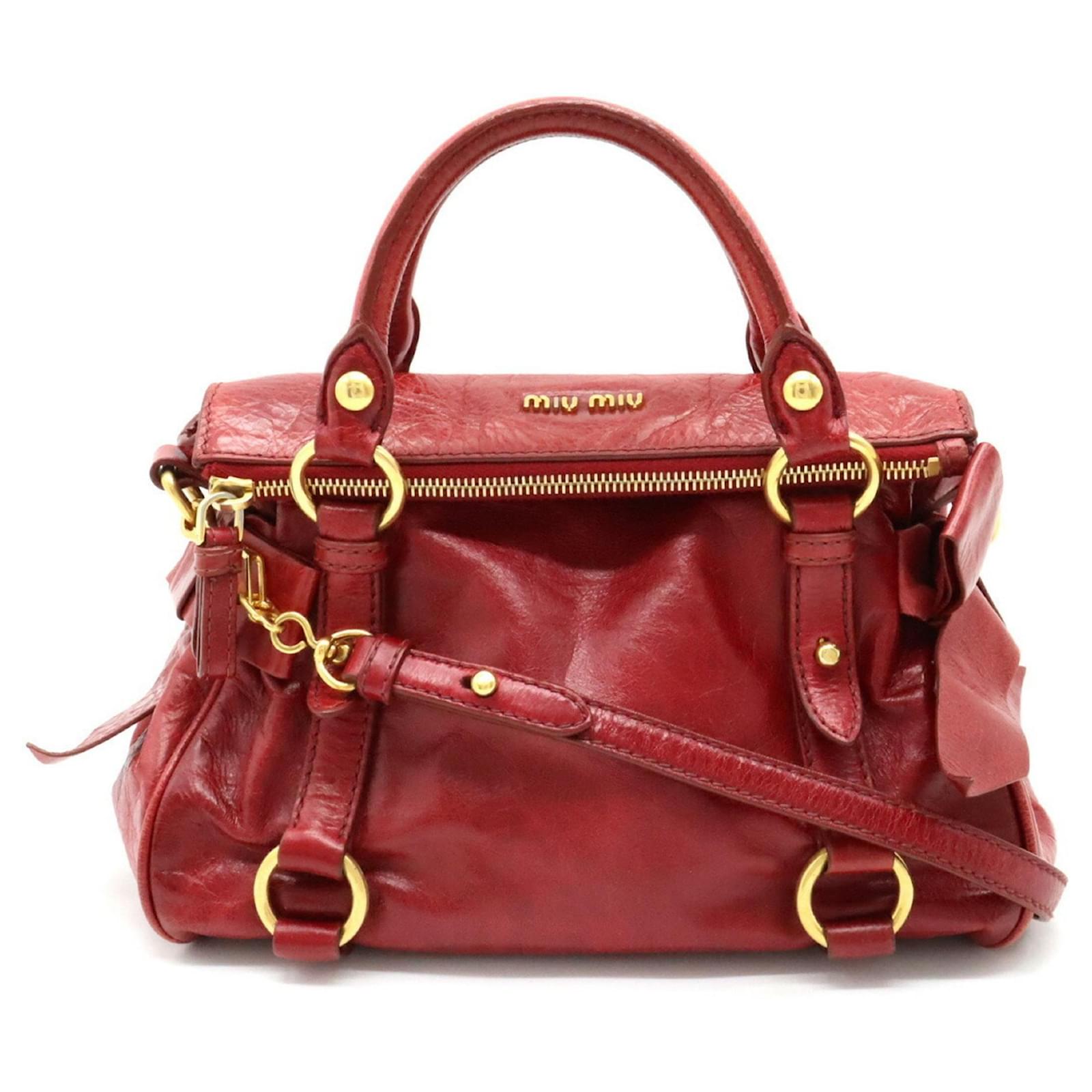 Miu Miu Vitello Cuir Rouge ref.891828 - Joli Closet
