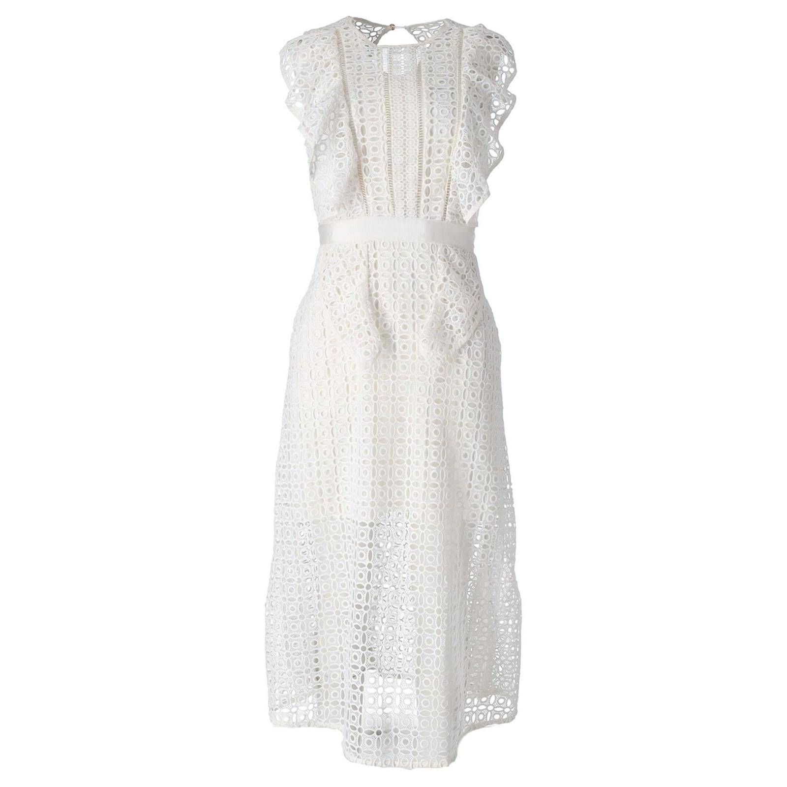 Self portrait Self-Portrait Embroidered Cutout Guipure Lace Midi Dress ...