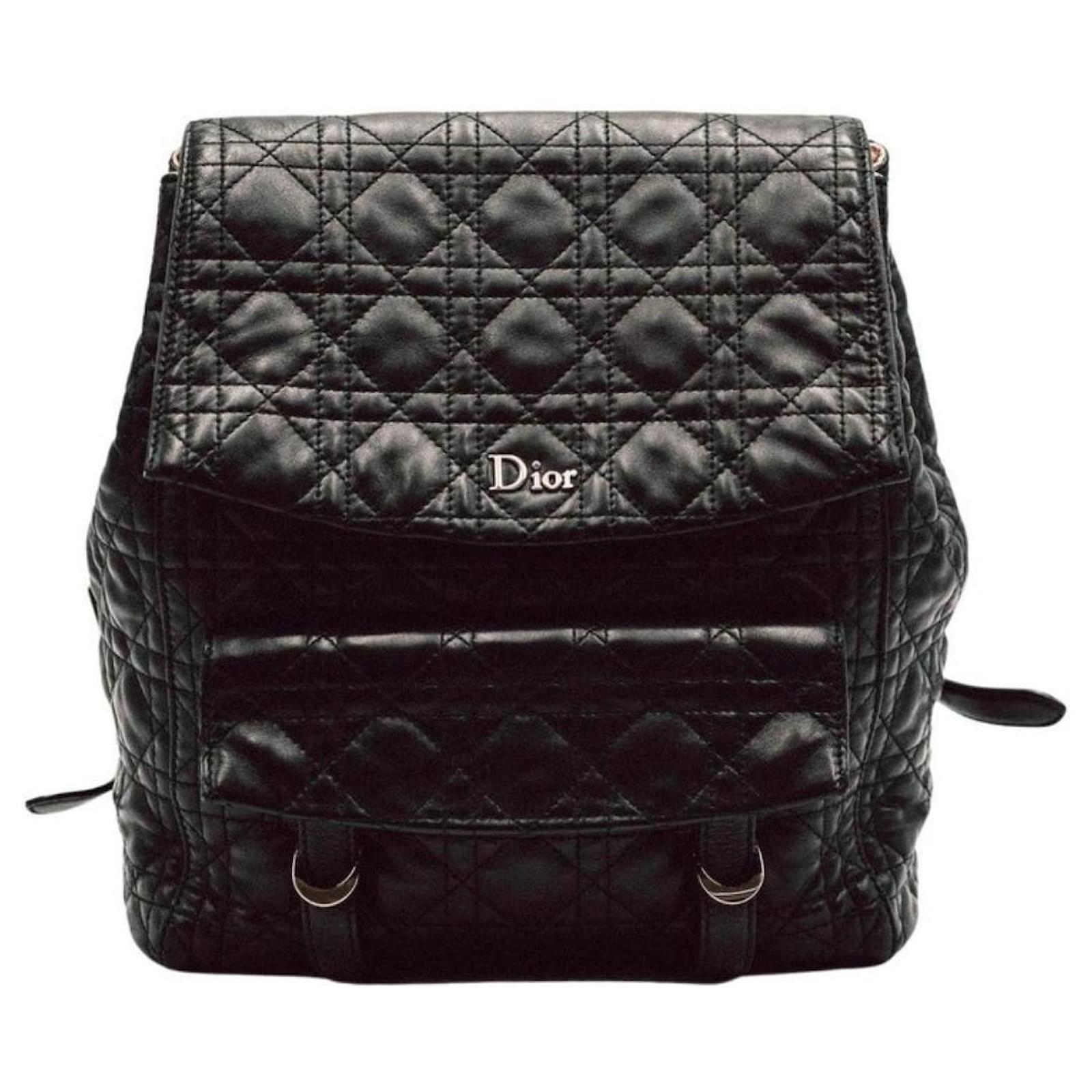 CHRISTIAN DIOR Black Lambskin Cannage Large Stardust Backpack Leather ...