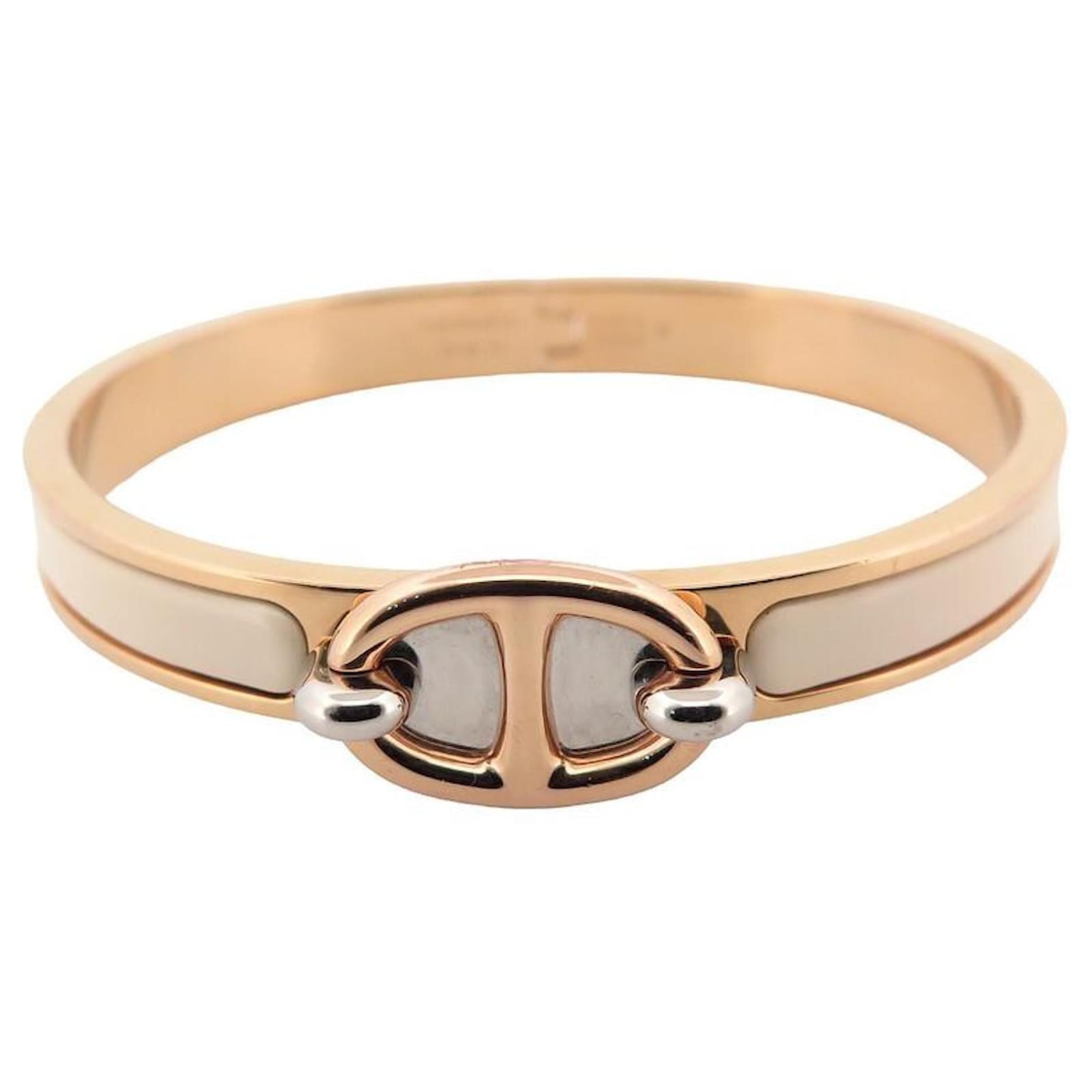 Hermès BRACELET HERMES MINI CLIC CHAINE D'ANCRE 17 CM EN EMAIL CREME ET ...