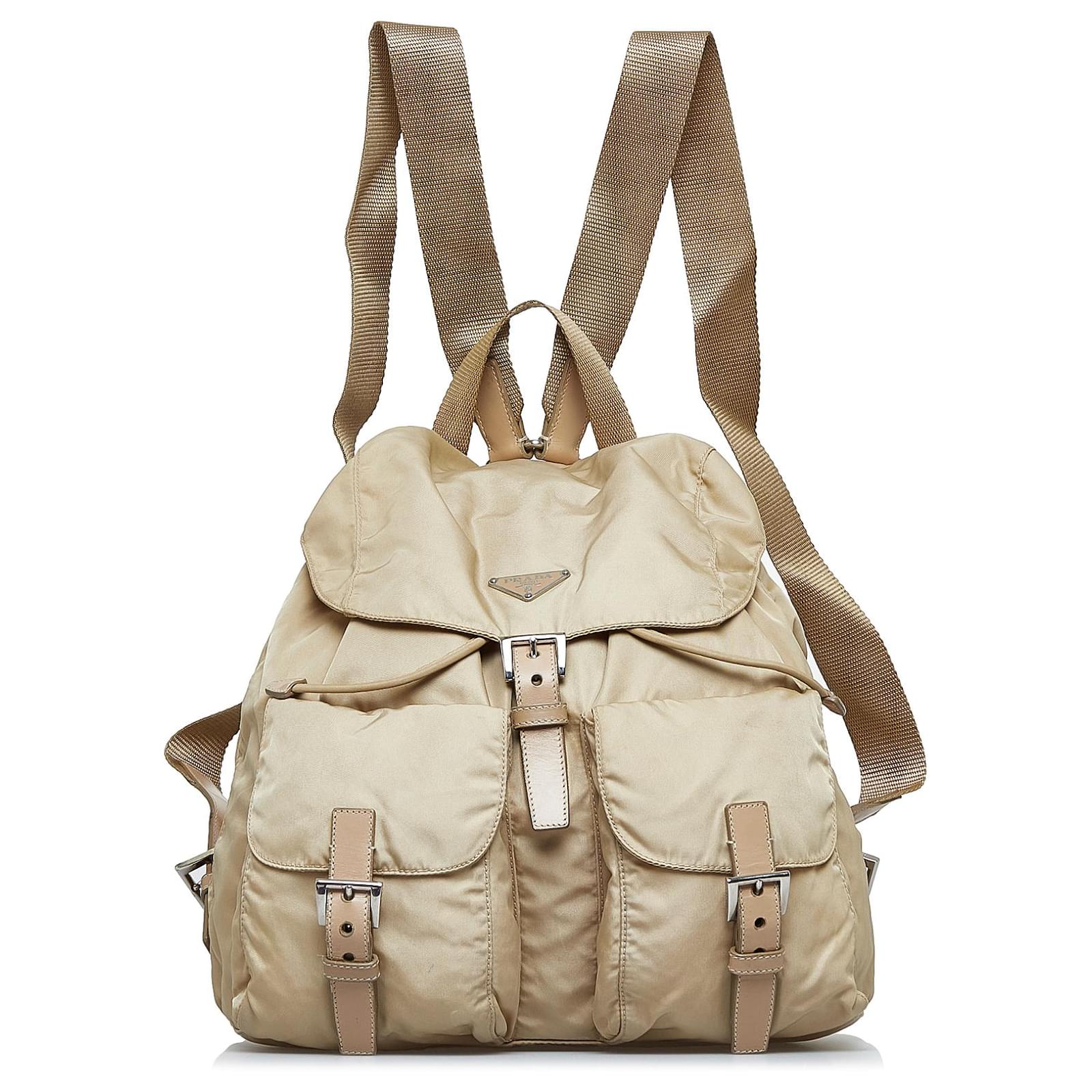 Prada Brown Tessuto Backpack Beige Nylon Cloth ref.897511 - Joli Closet