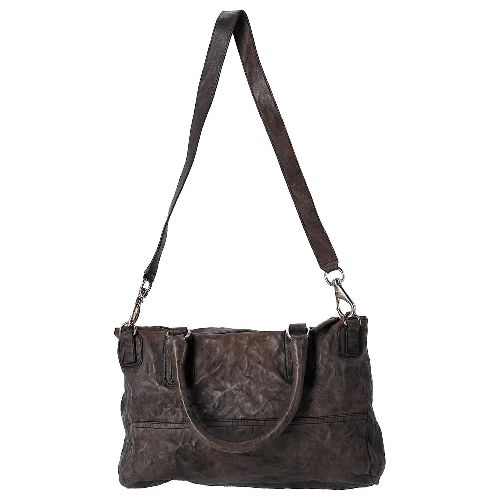 Grand Sac Pandora Givenchy en Cuir Effet Froissé Marron Foncé ref ...