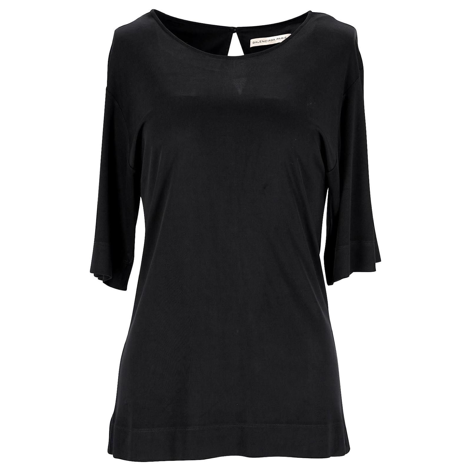 Balenciaga Quarter Sleeve Top in Black Rayon Cellulose fibre ref.898108 ...