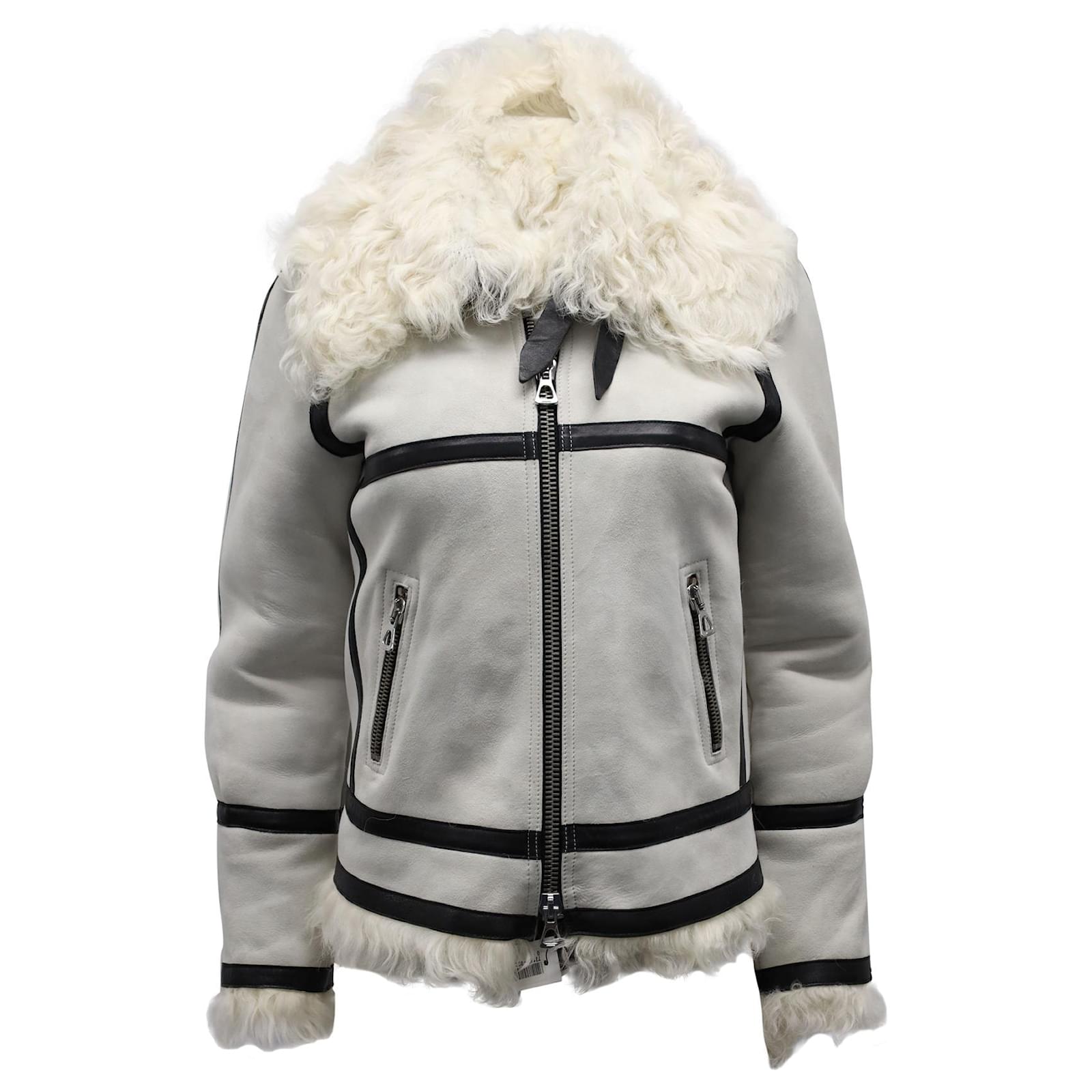Isabel Marant Shearling Coat in Off-White Lambskin Leather ref.898134 ...