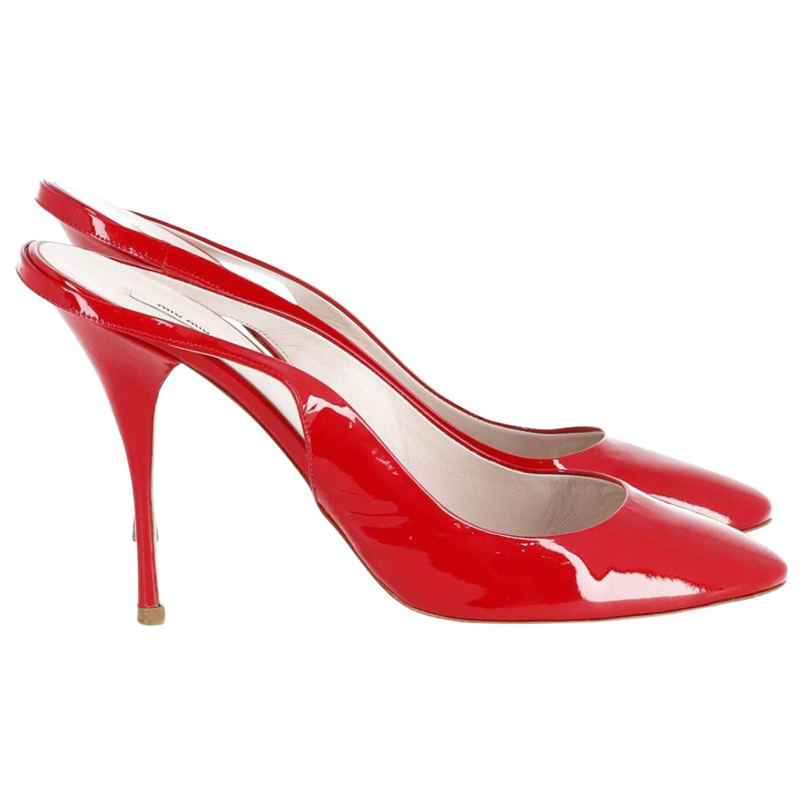 Miu Miu Slingback High Heel Pumps in Red Patent Leather ref.898667 ...