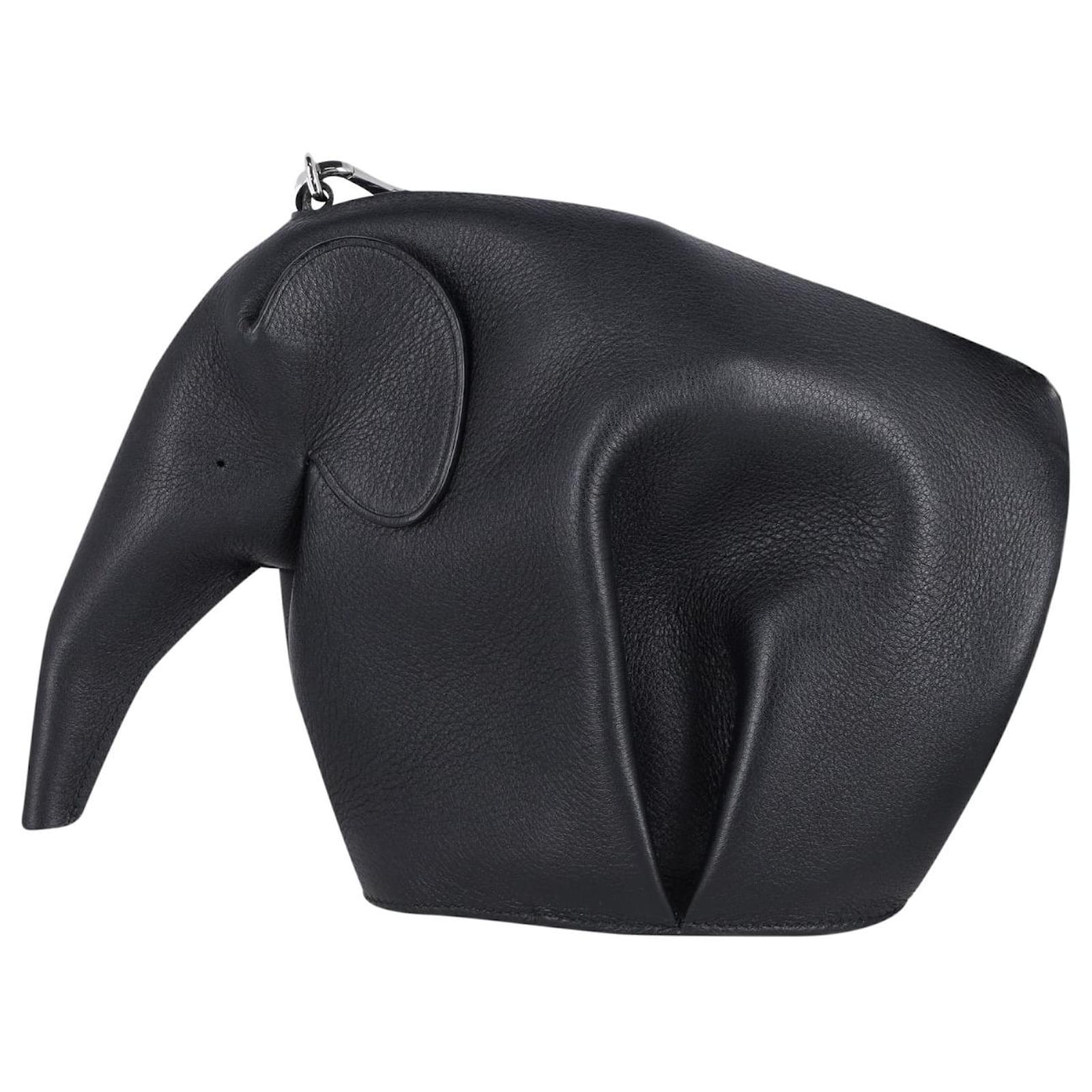 Loewe Elephant Mini Shoulder Bag in Black Calfskin Leather Pony-style ...