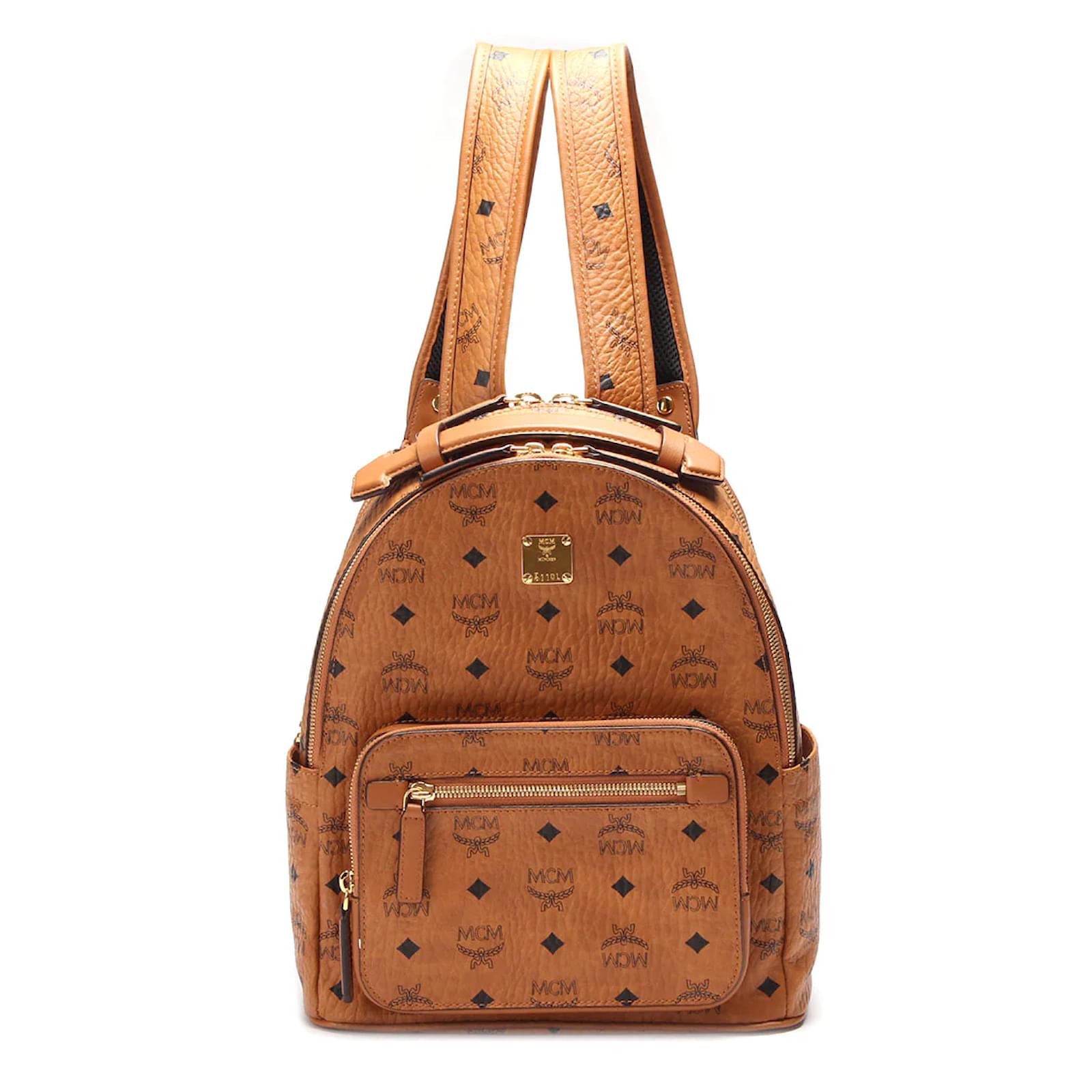 MCM Visetos Stark Backpack Brown Leather Pony-style calfskin ref.901958 ...