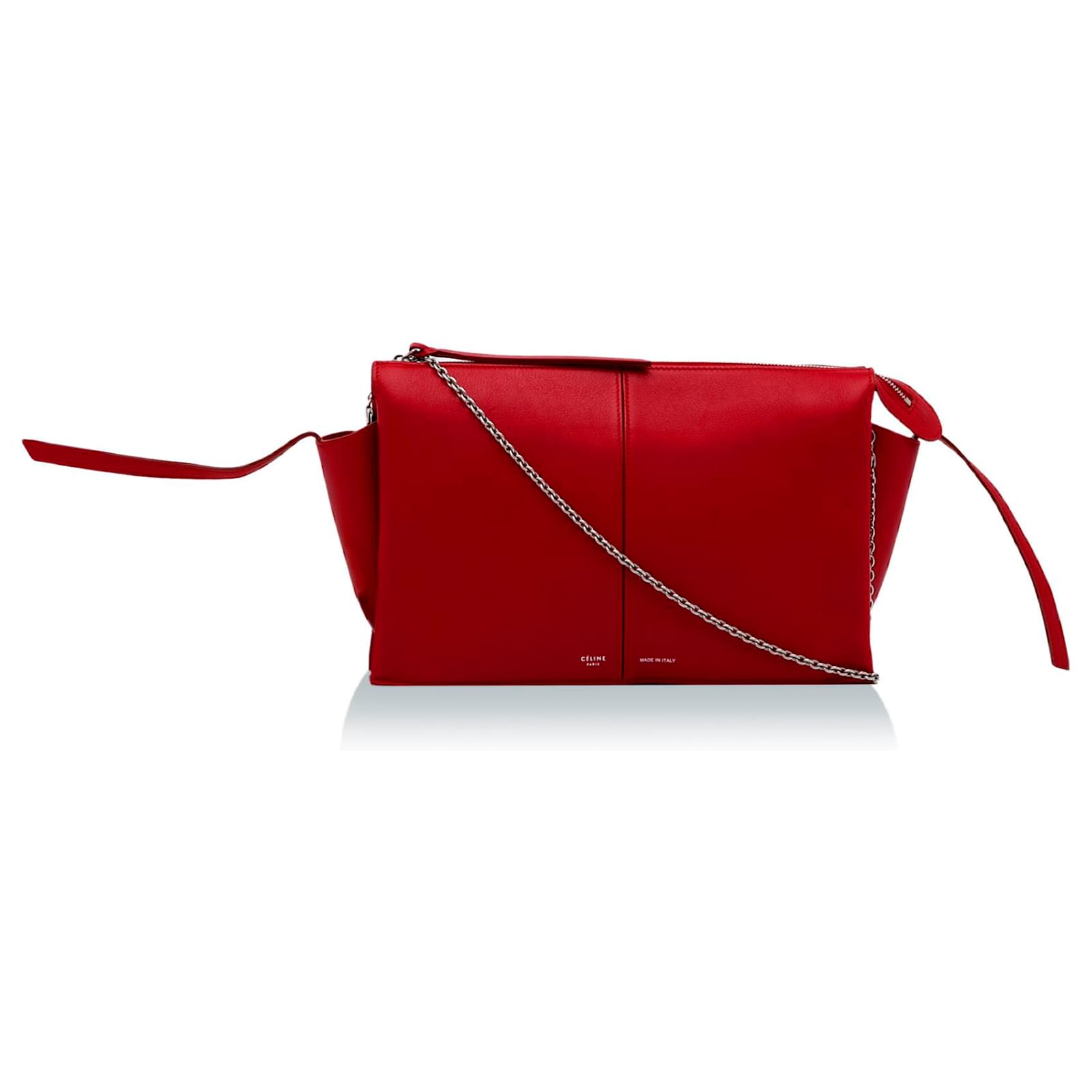 Céline Celine Red Trifold Leather Pony-style calfskin ref.903750 - Joli ...