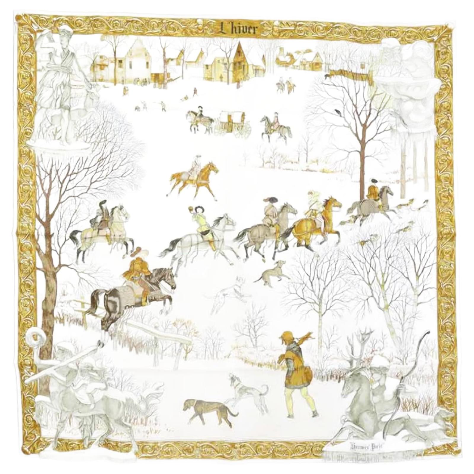 Hermès HERMES CARRE 90 White Silk ref.905221 - Joli Closet