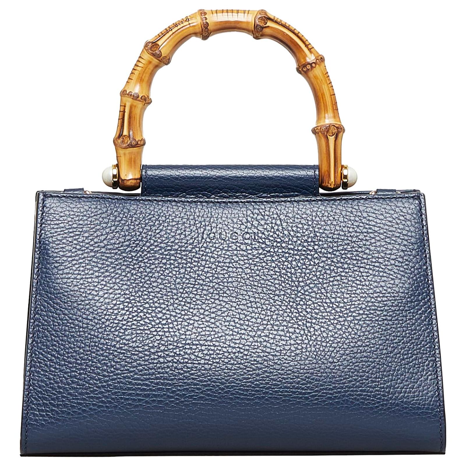 Gucci Blue Mini Bamboo Nymphae Leather Pony-style calfskin ref.908765 ...