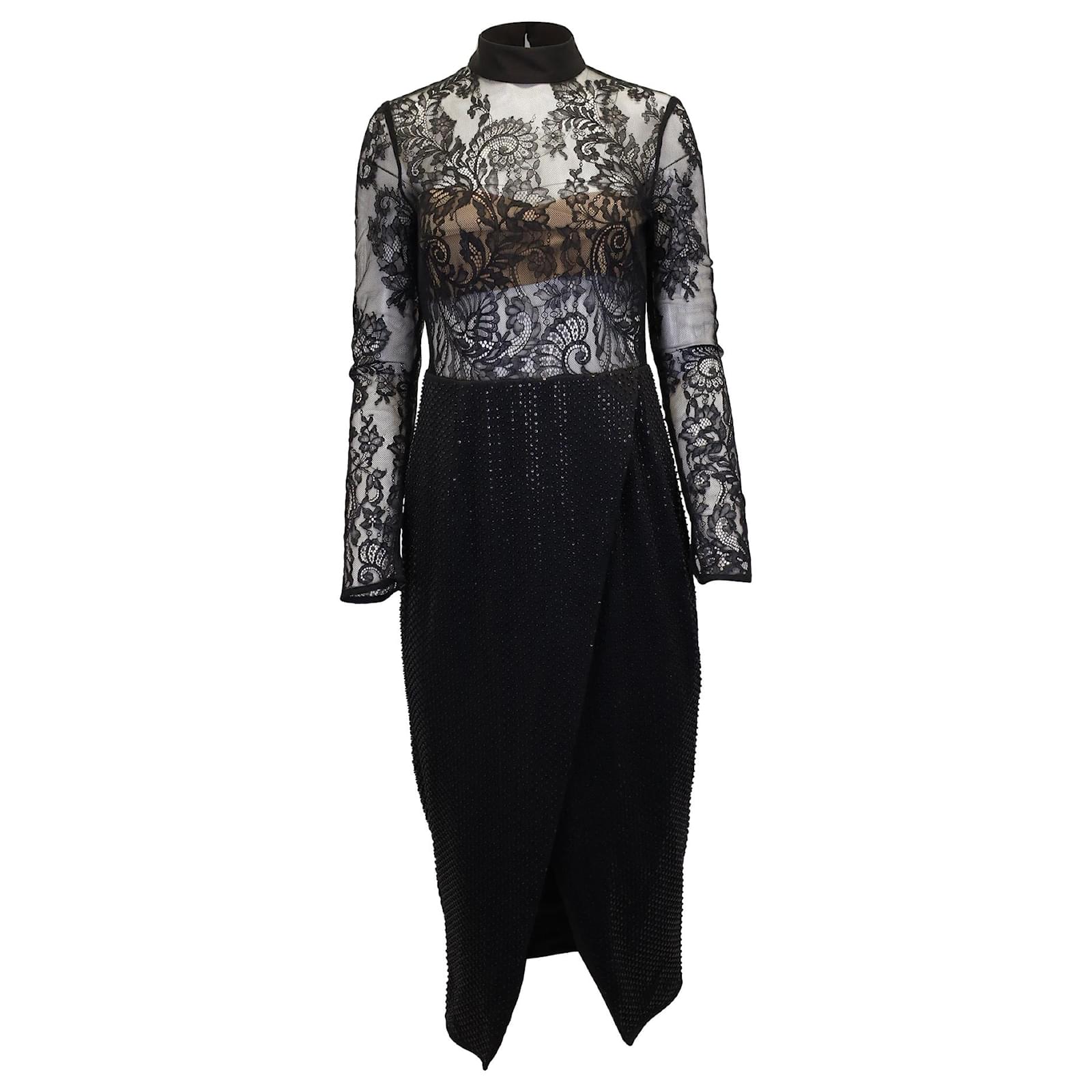 Self portrait Self-Portrait Sheer Sequined Midi Dress in Black ...