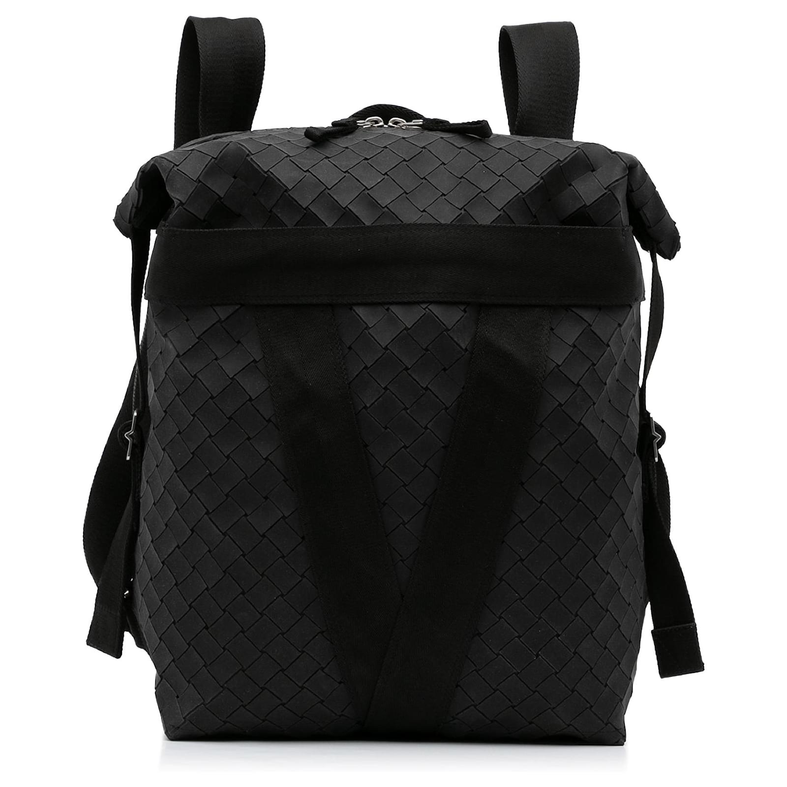 Bottega Veneta Black Intrecciato Fold Over Backpack Leather Pony-style ...