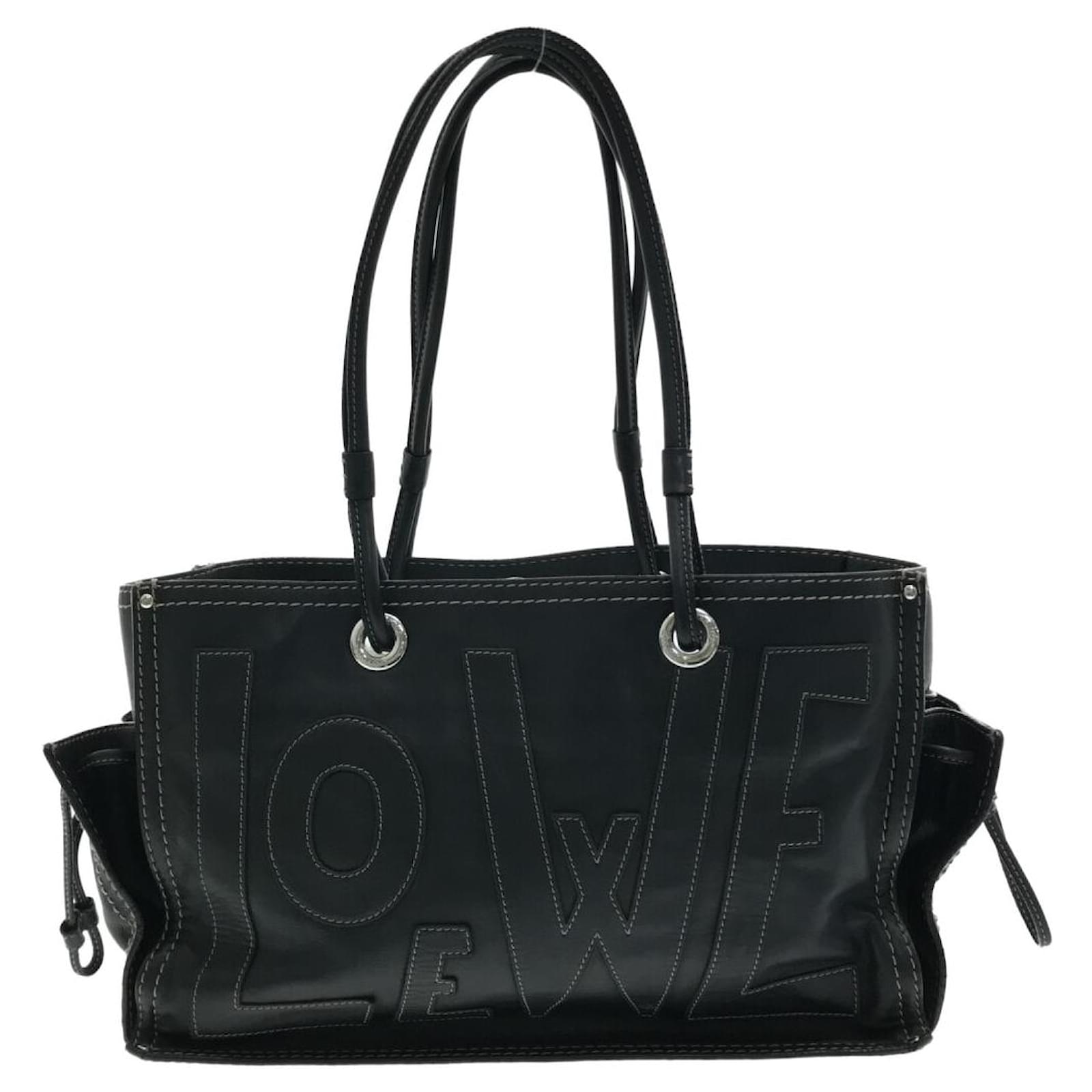 Loewe Shopper tote Black Leather ref.912757 - Joli Closet