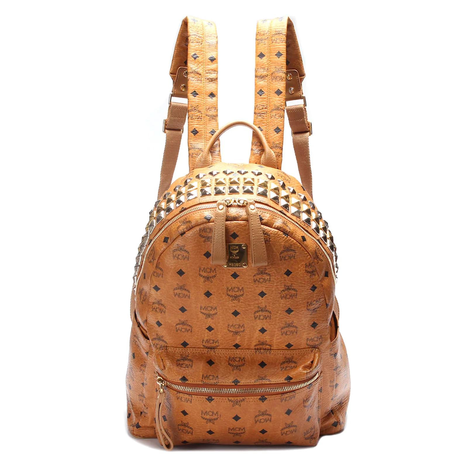 MCM Visetos Stark Backpack Brown Leather Pony-style calfskin ref.913722 ...