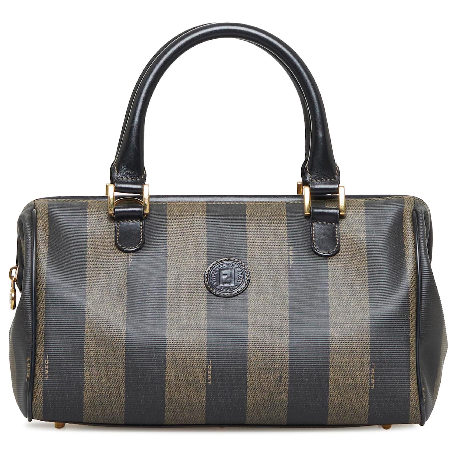 Fendi Brown Pequin Boston Bag Cloth Cloth ref.914314 - Joli Closet