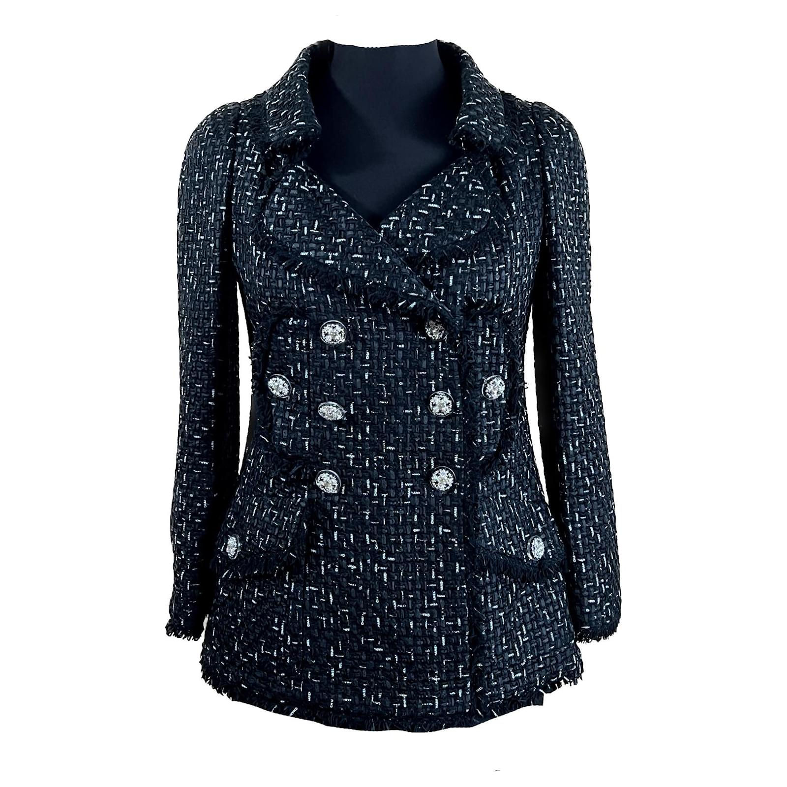 Chanel Chiara Ferragni Logo Ribbon Tweed Jacket Black ref.914641 - Joli ...