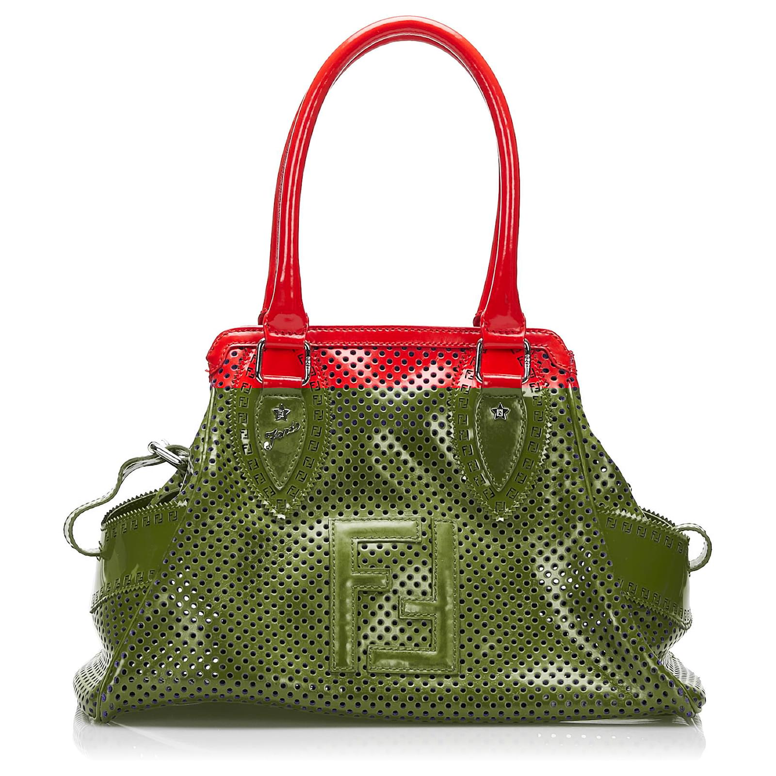 Fendi Red Perforated De Jour Handbag Leather Patent leather ref.916631 ...