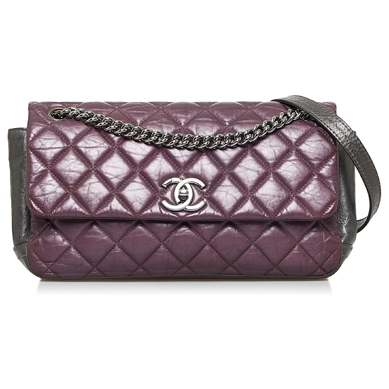 Chanel Purple Glazed Matelasse Portobello Flap Bag Leather ref.916635 ...