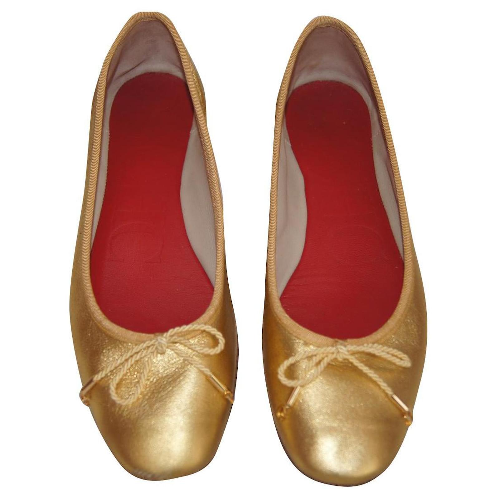 Carolina Herrera Ballet flats Golden Leather ref.916881 - Joli Closet