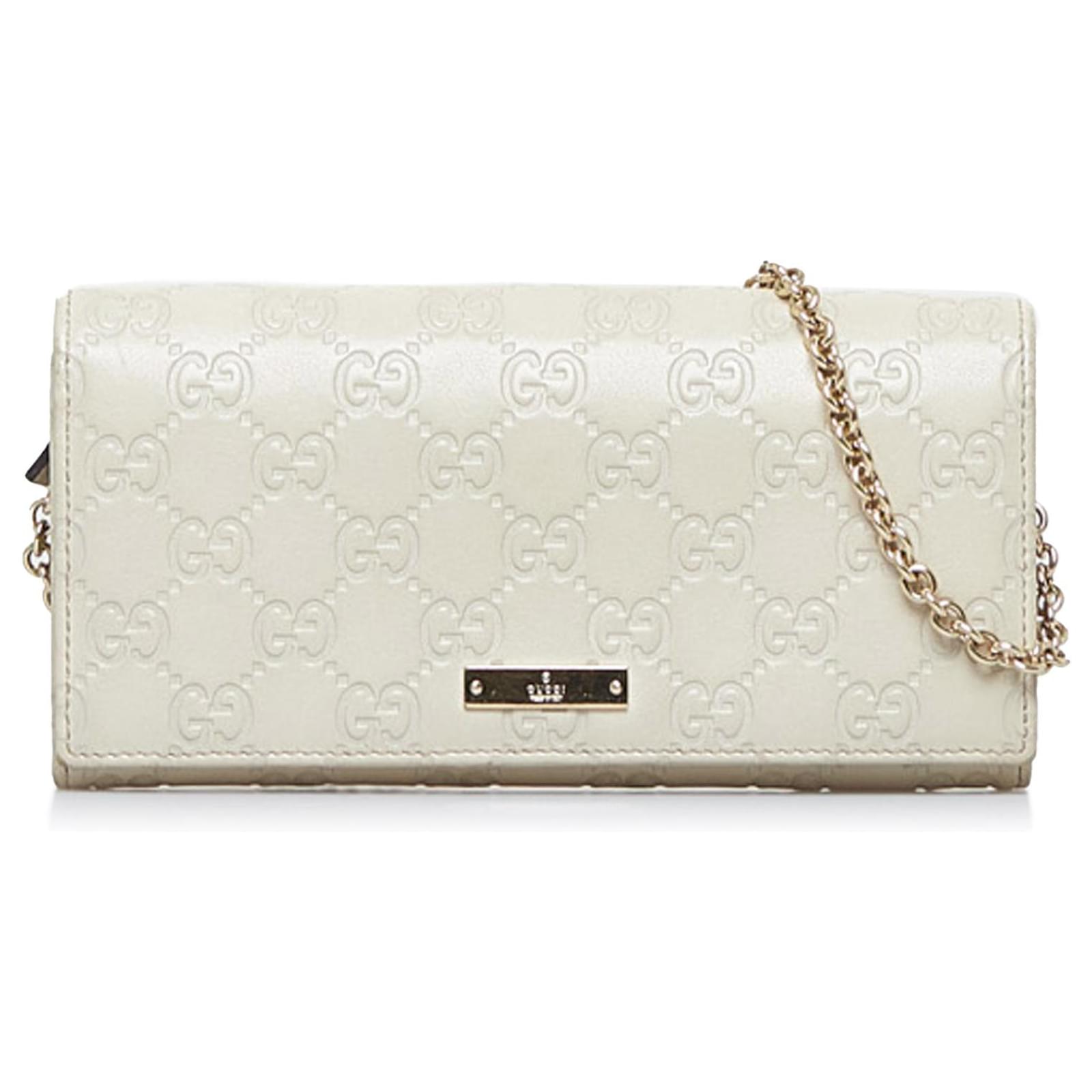 Gucci White Guccissima Wallet on Chain Leather Pony-style calfskin ref ...