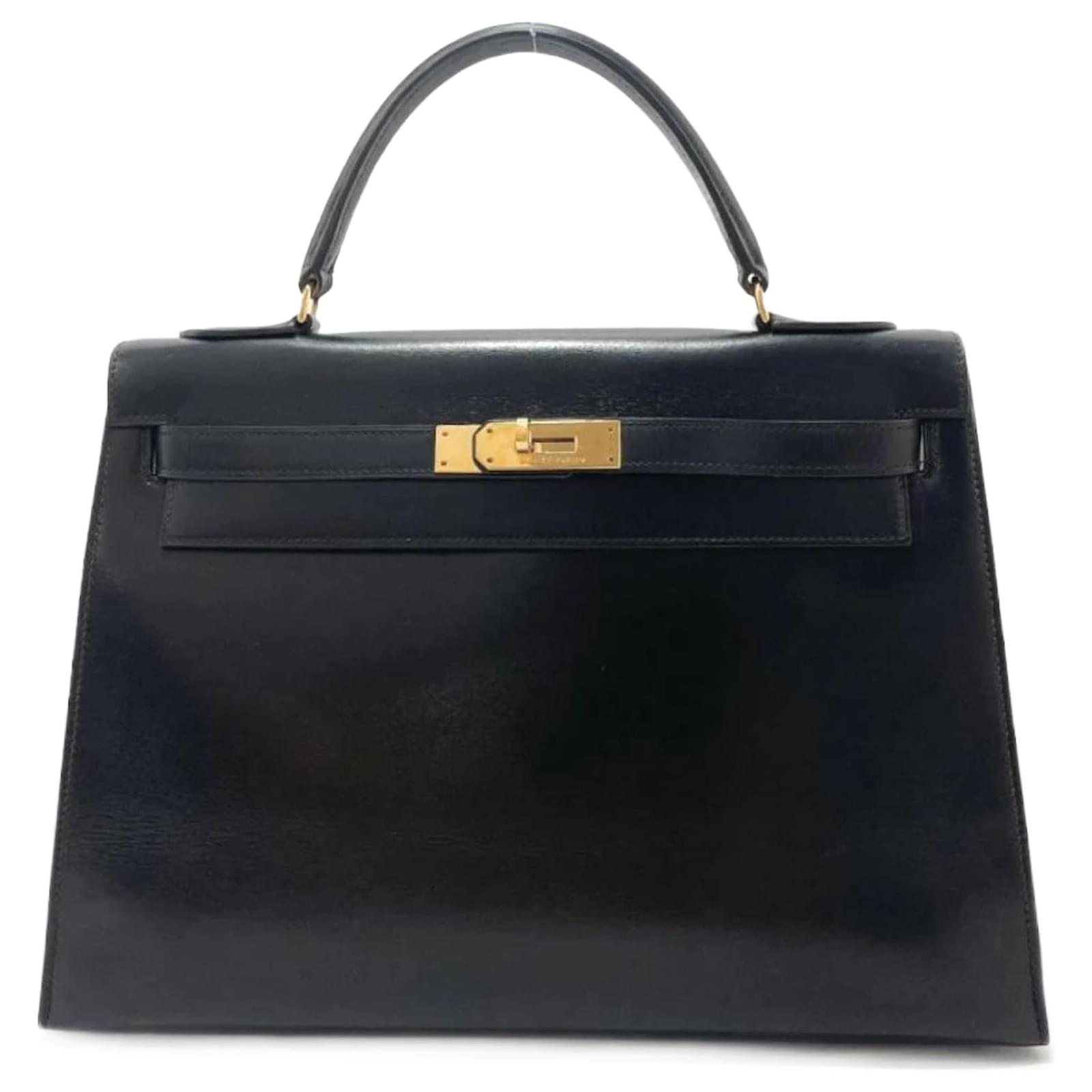 Hermès Box Calf Kelly 32 Black Leather Pony-style calfskin ref.918532 ...