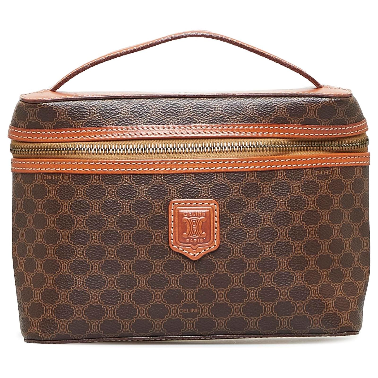 Céline Celine Brown Macadam Vanity Leather Cloth Pony-style calfskin ...