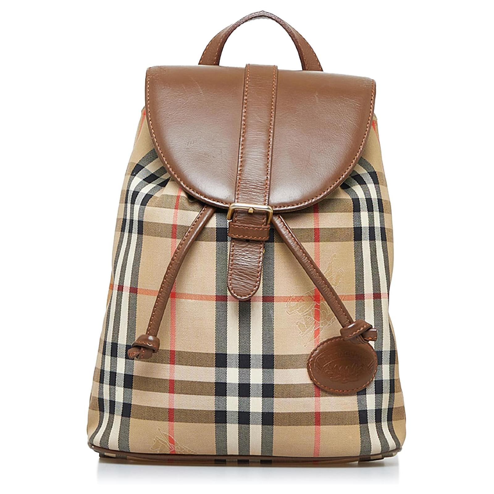 Burberry Brown Haymarket Check Backpack Multiple colors Leather Cloth ...