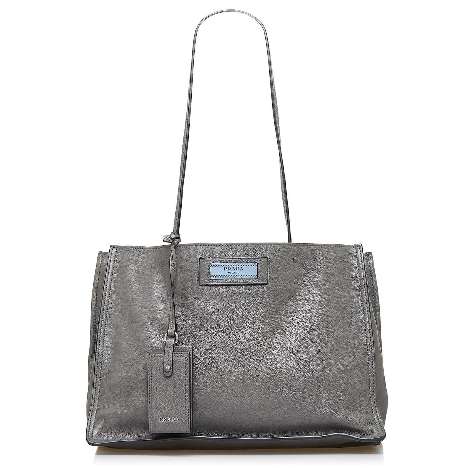 Prada Gray Glace Calf Etiquette (Sold) - Joli Closet