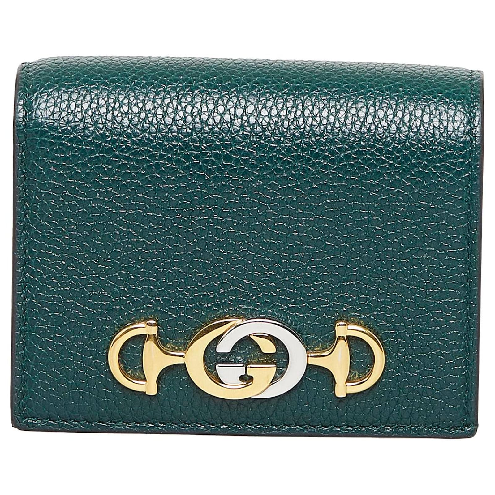 Gucci Green Zumi Leather Compact Wallet Pony-style calfskin ref.922070 ...
