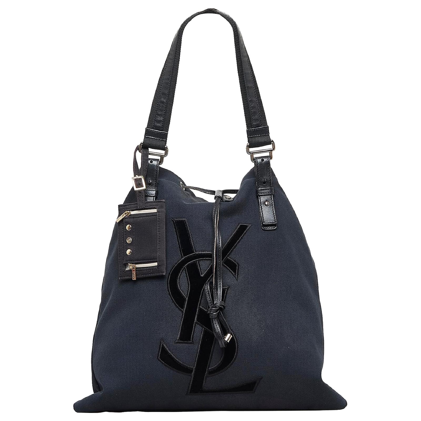 Yves Saint Laurent YSL Black Kahala Leather Cloth Pony-style calfskin ...