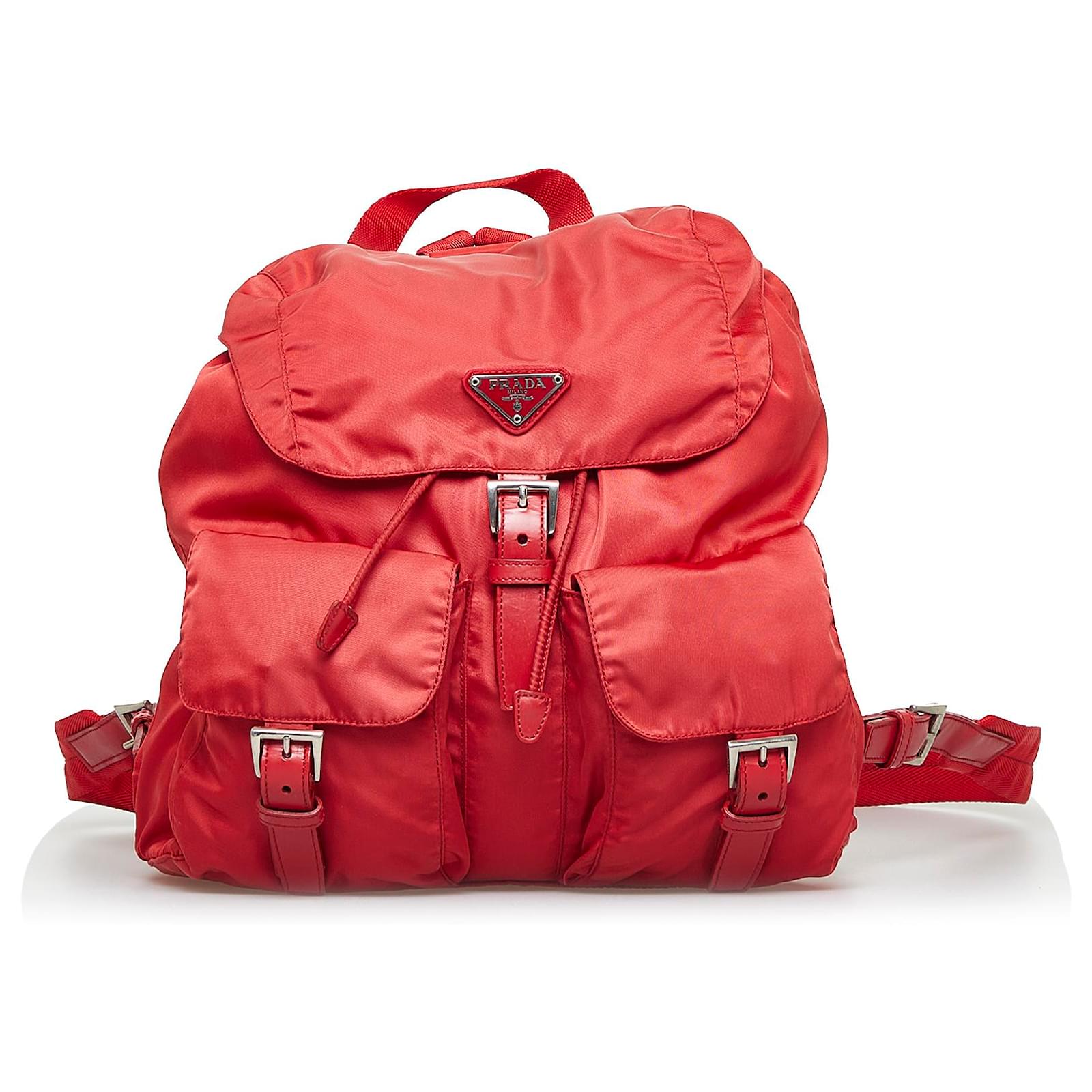 Prada Red Tessuto Backpack Nylon Cloth ref.924075 - Joli Closet