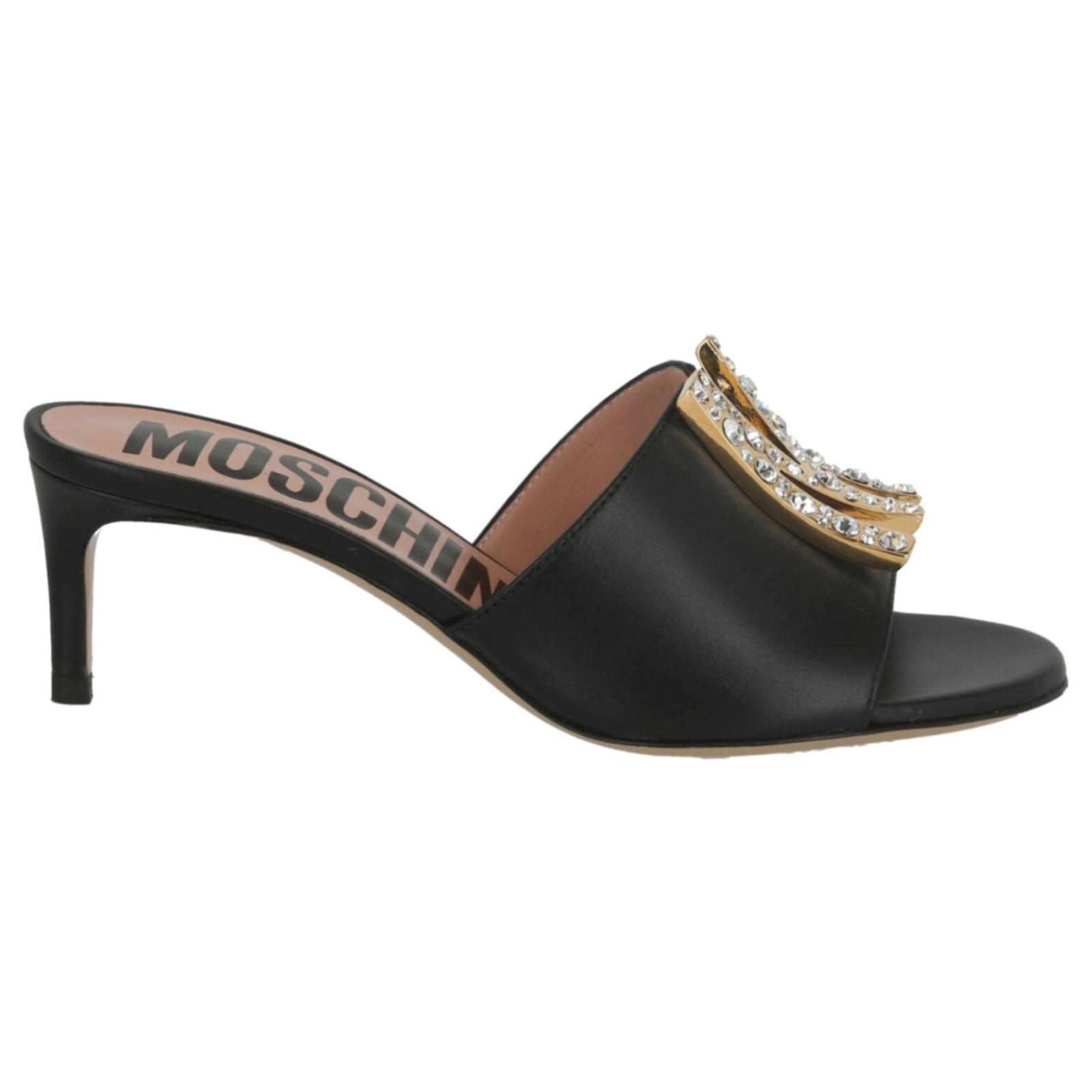 Moschino Crystal Embellished Mules Black ref.924781 - Joli Closet