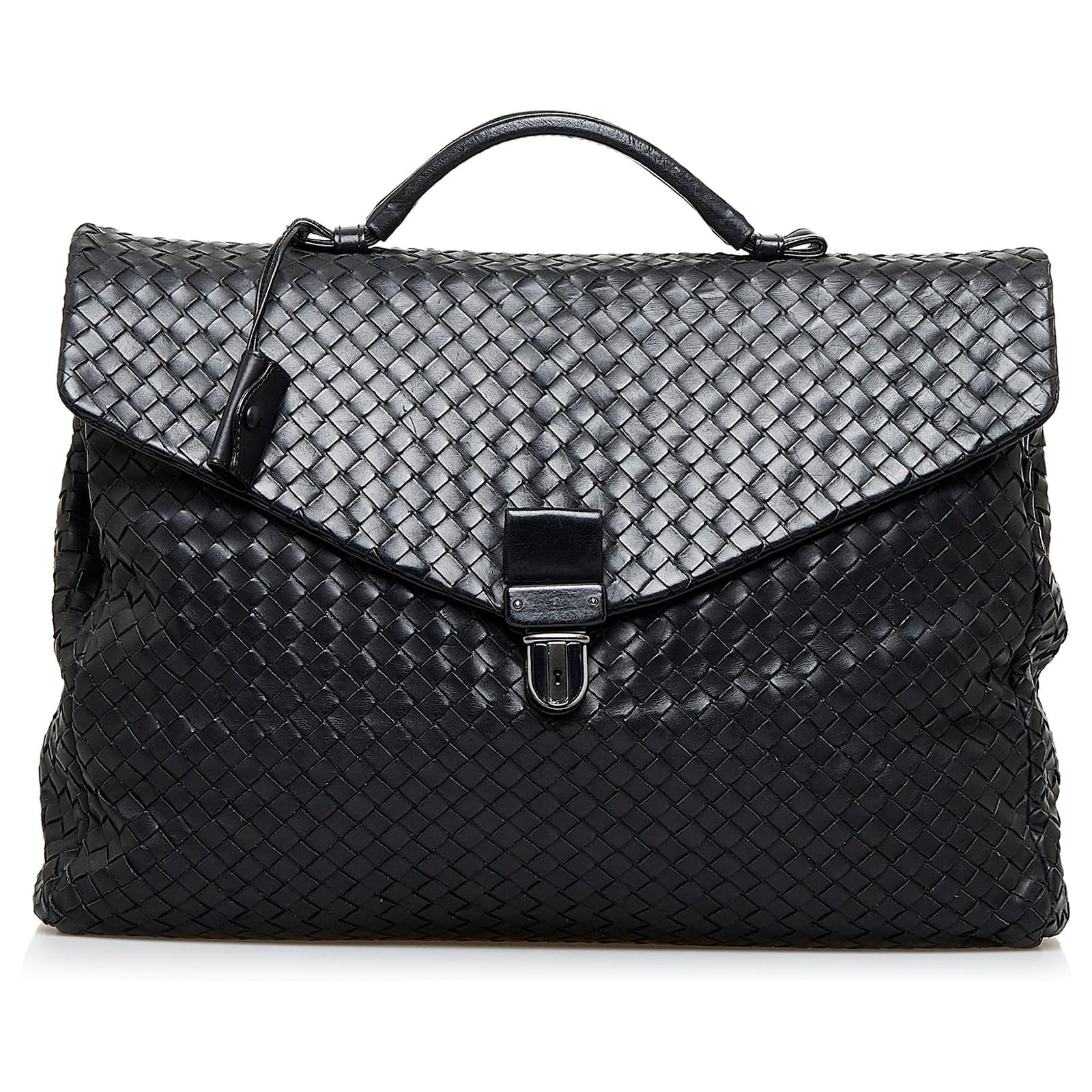 Bottega Veneta Black Intrecciato Envelope Briefcase Leather Pony-style ...