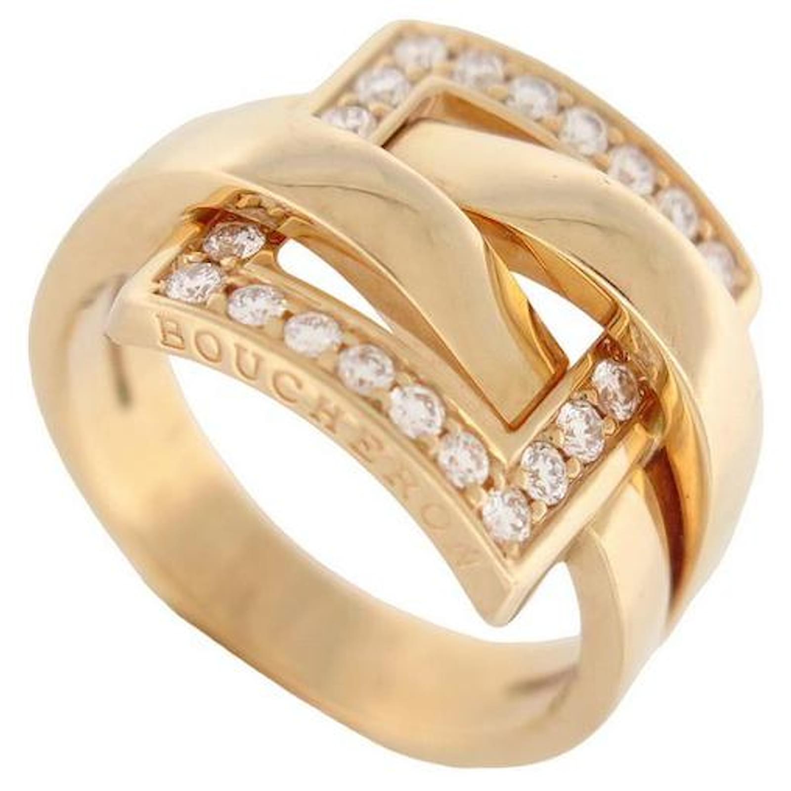BAGUE BOUCHERON DECHAINEE EN OR JAUNE 18K DIAMANTS 0.42CT 53 GOLDEN ...