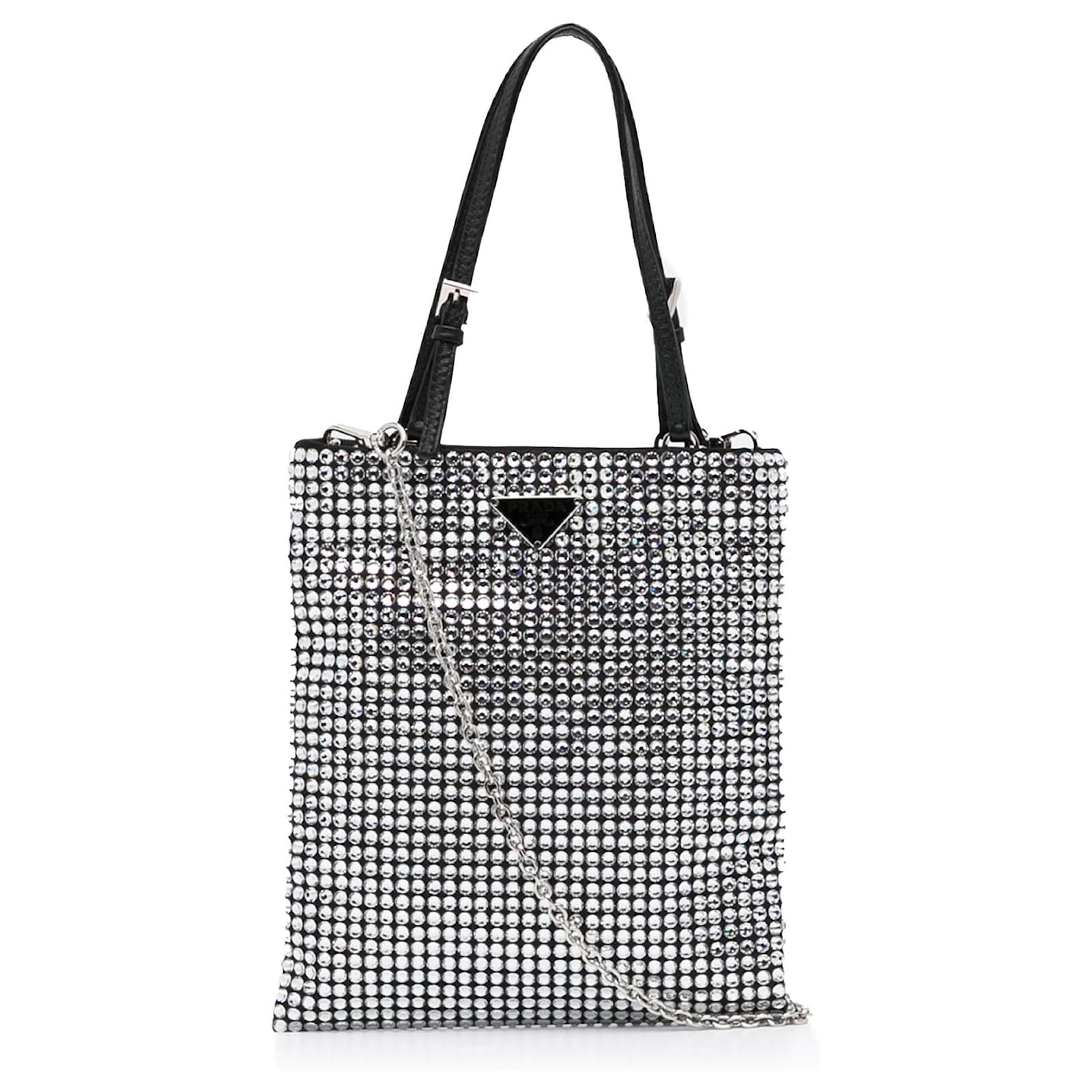 Prada Silver Crystal Satchel Silvery Leather Pony-style calfskin ref ...