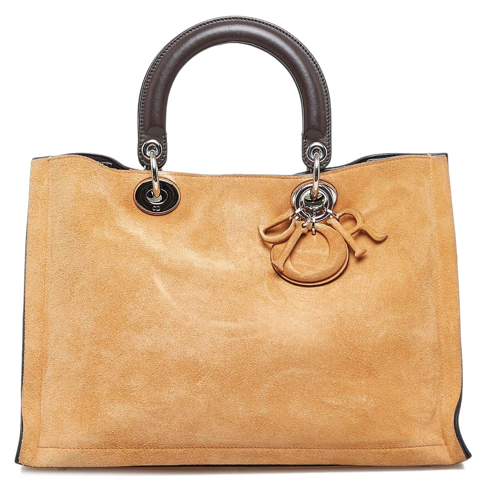Dior Brown Suede Lady Dior Light brown Leather ref.930997 - Joli Closet